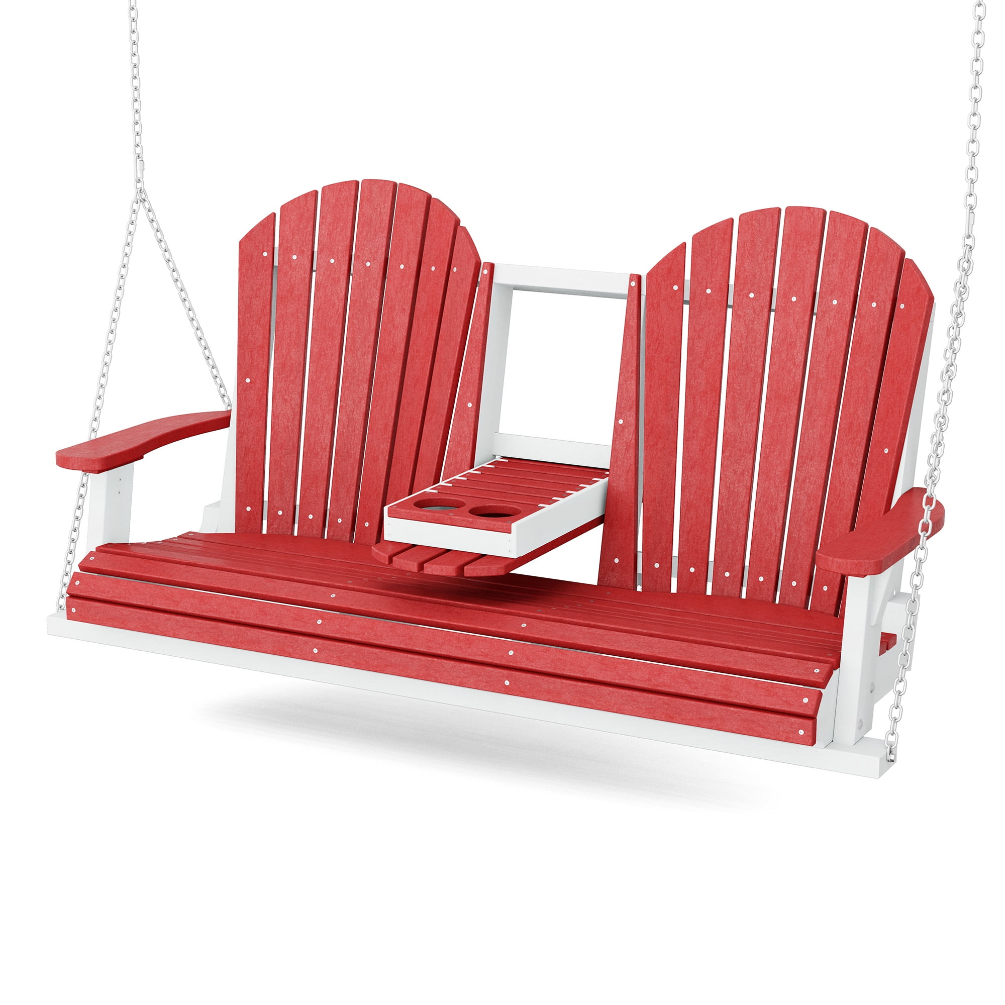Wildridge Heritage 5' Porch Swing with Console, Cardinal Red and White ...