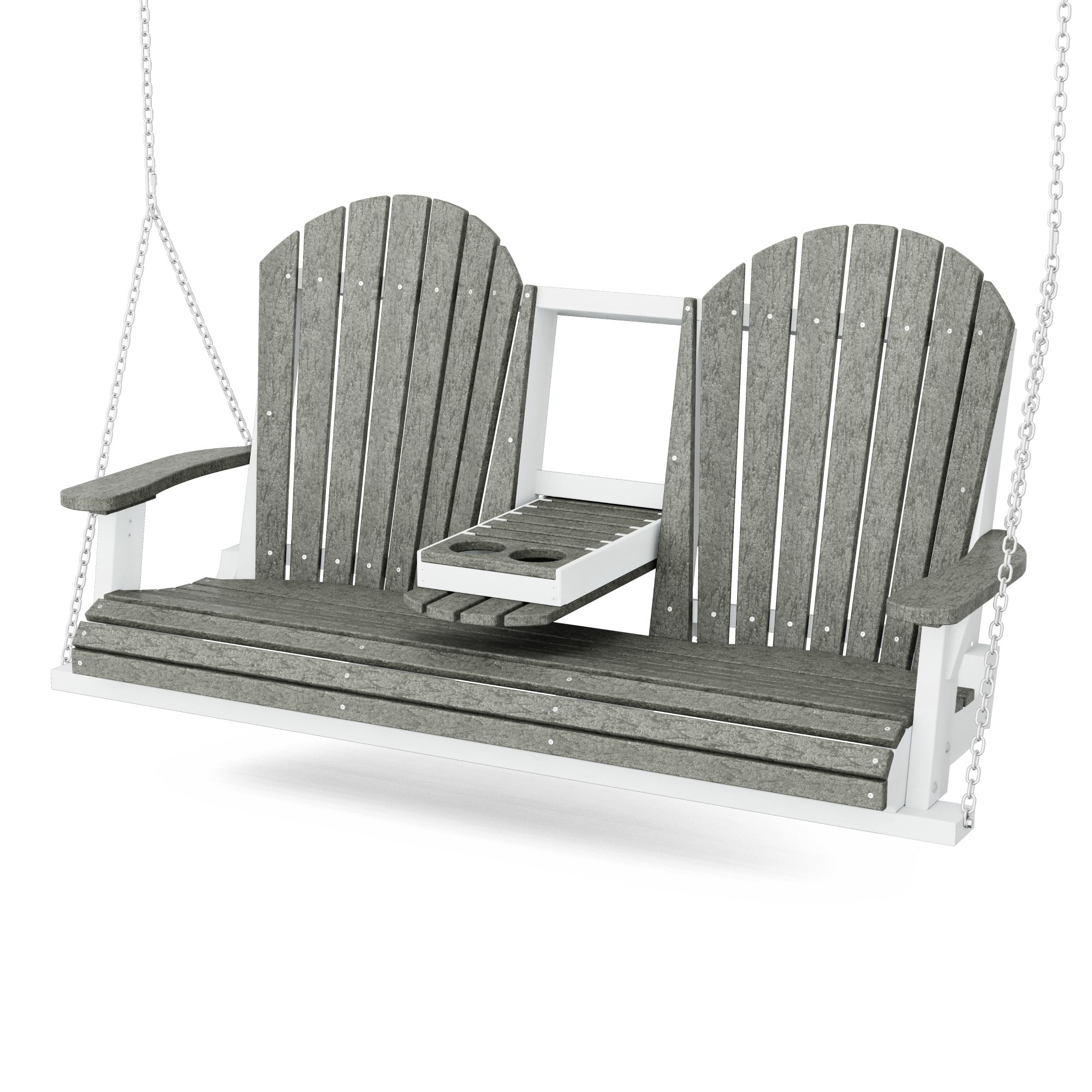 Wildridge Heritage 5' Porch Swing with Console, Dark Gray and White ...