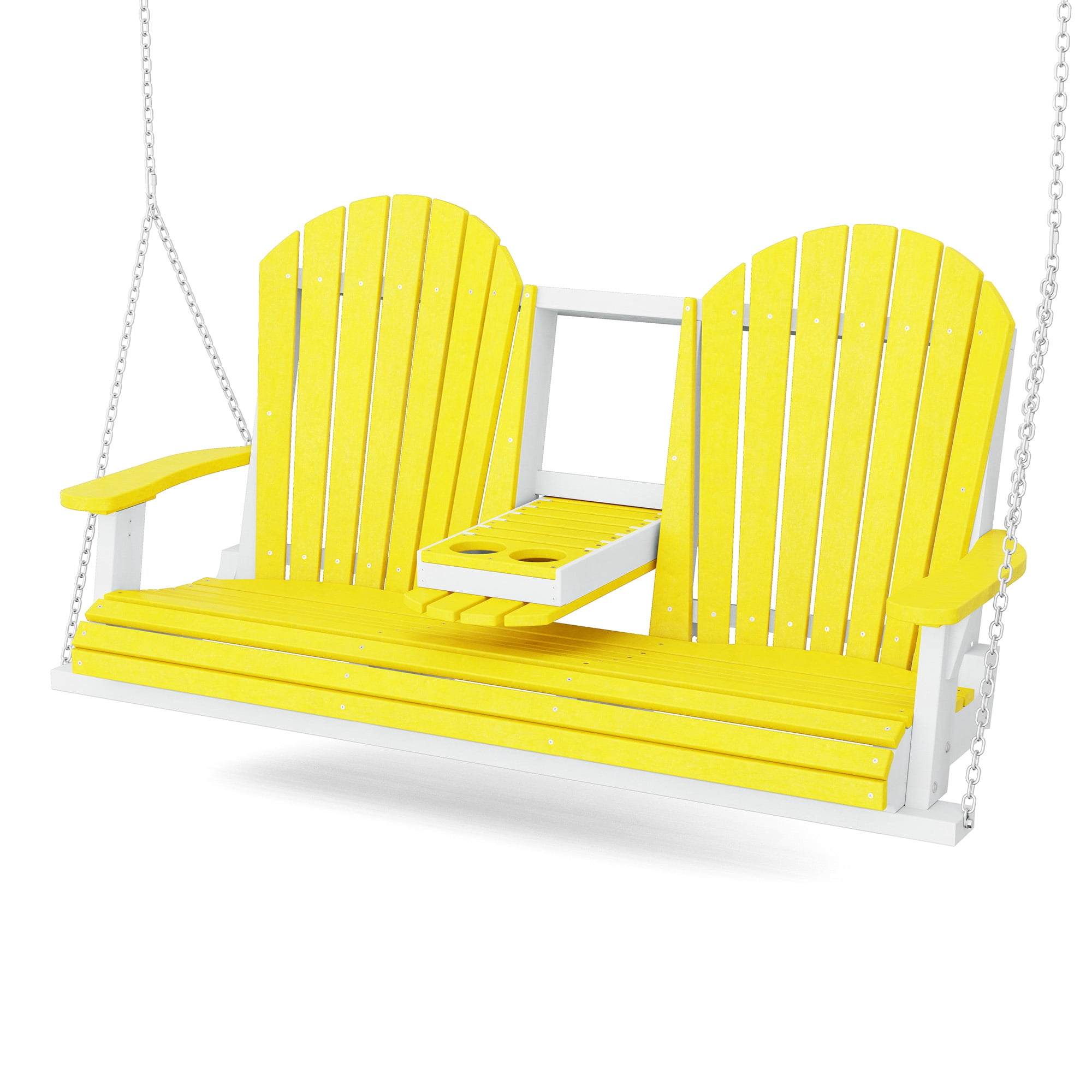 Wildridge Heritage 5' Porch Swing with Console, Lemon Yellow and White ...