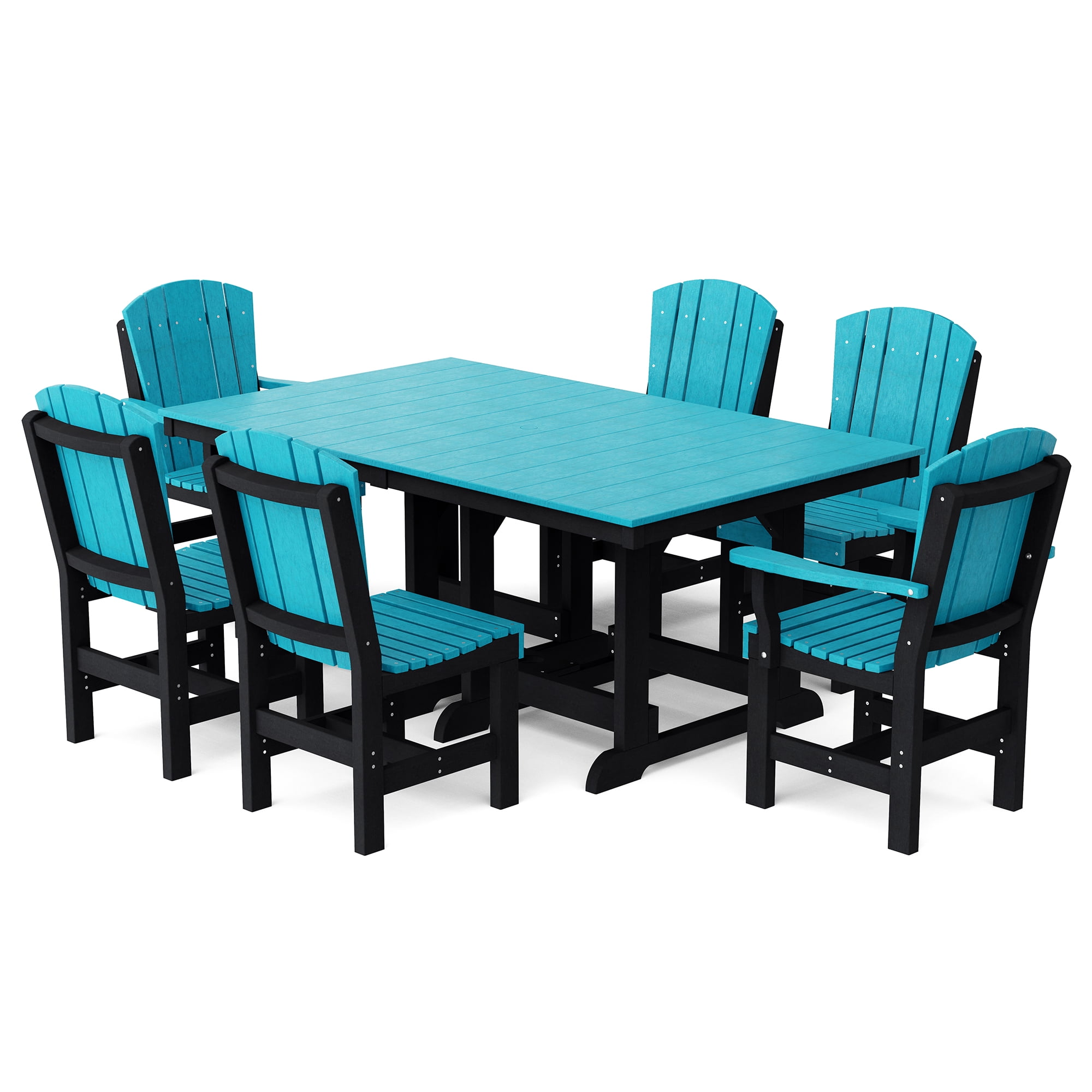 Wildridge Heritage 7-Piece 44"X72" Dining Set, Aruba Blue and Black ...