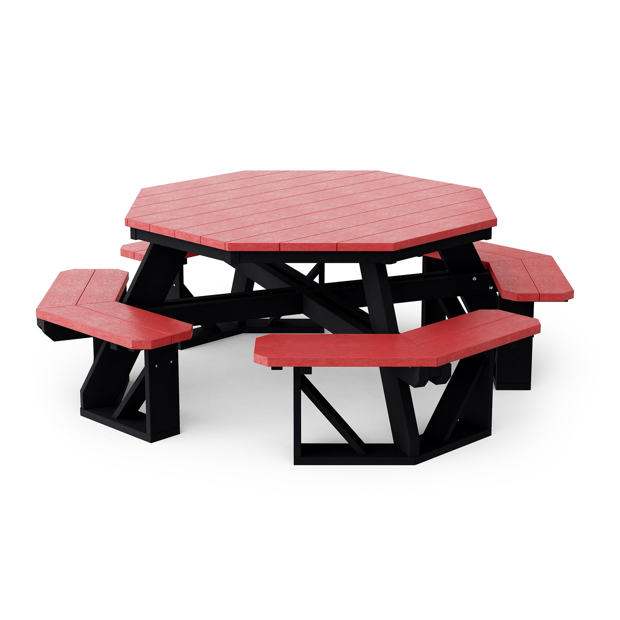 Wildridge Heritage Octagon Picnic Table, Cardinal Red and Black ...