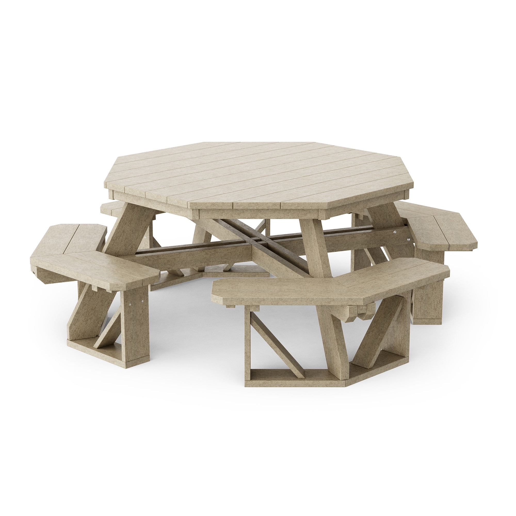 Wildridge Heritage Octagon Picnic Table, Weathered Wood - Outdoor ...