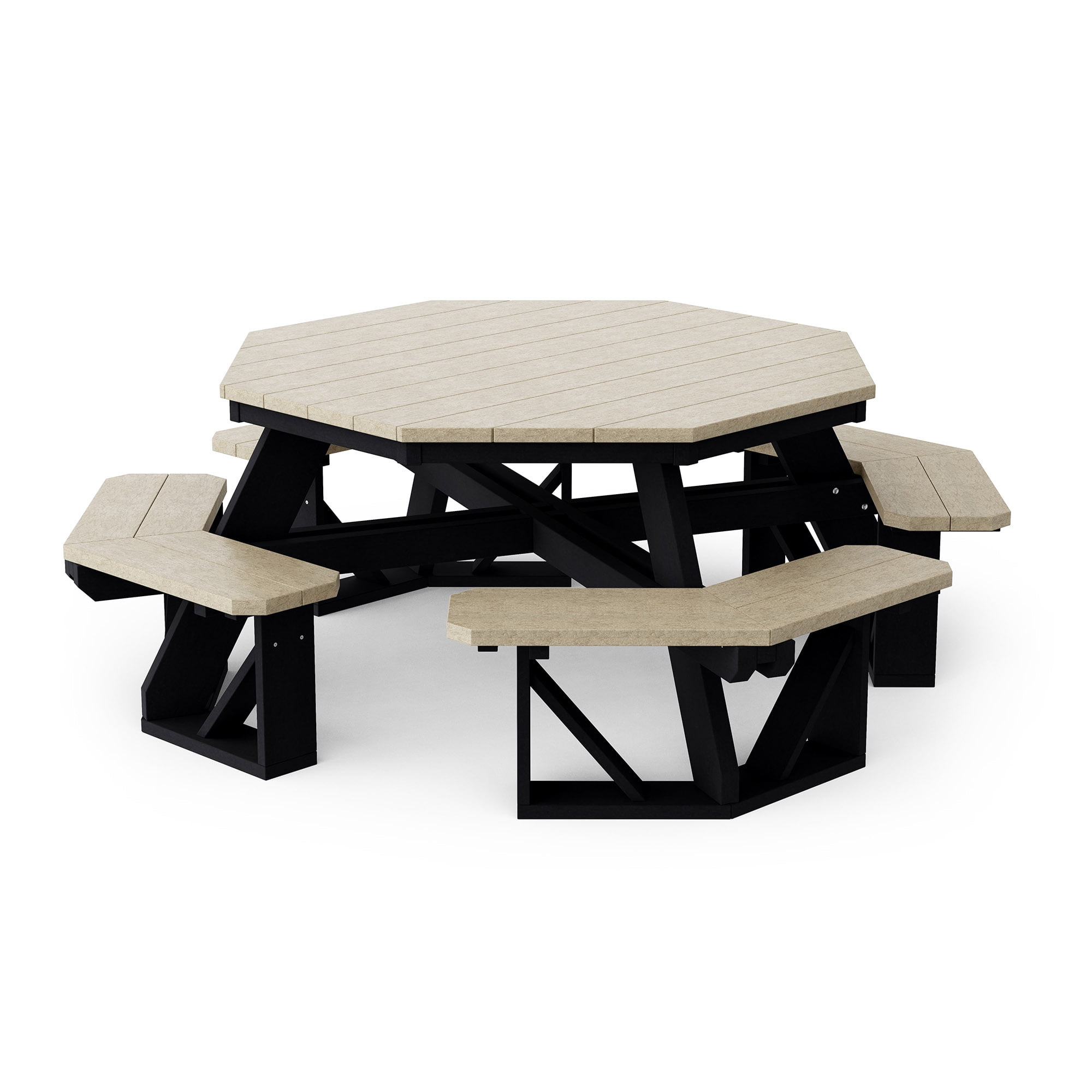 Wildridge Heritage Octagon Picnic Table, Weathered Wood and Black ...