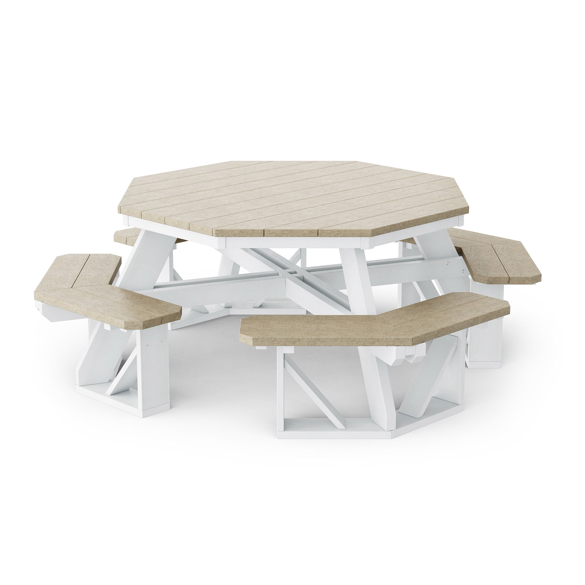 Wildridge Heritage Octagon Picnic Table, Weathered Wood and White ...