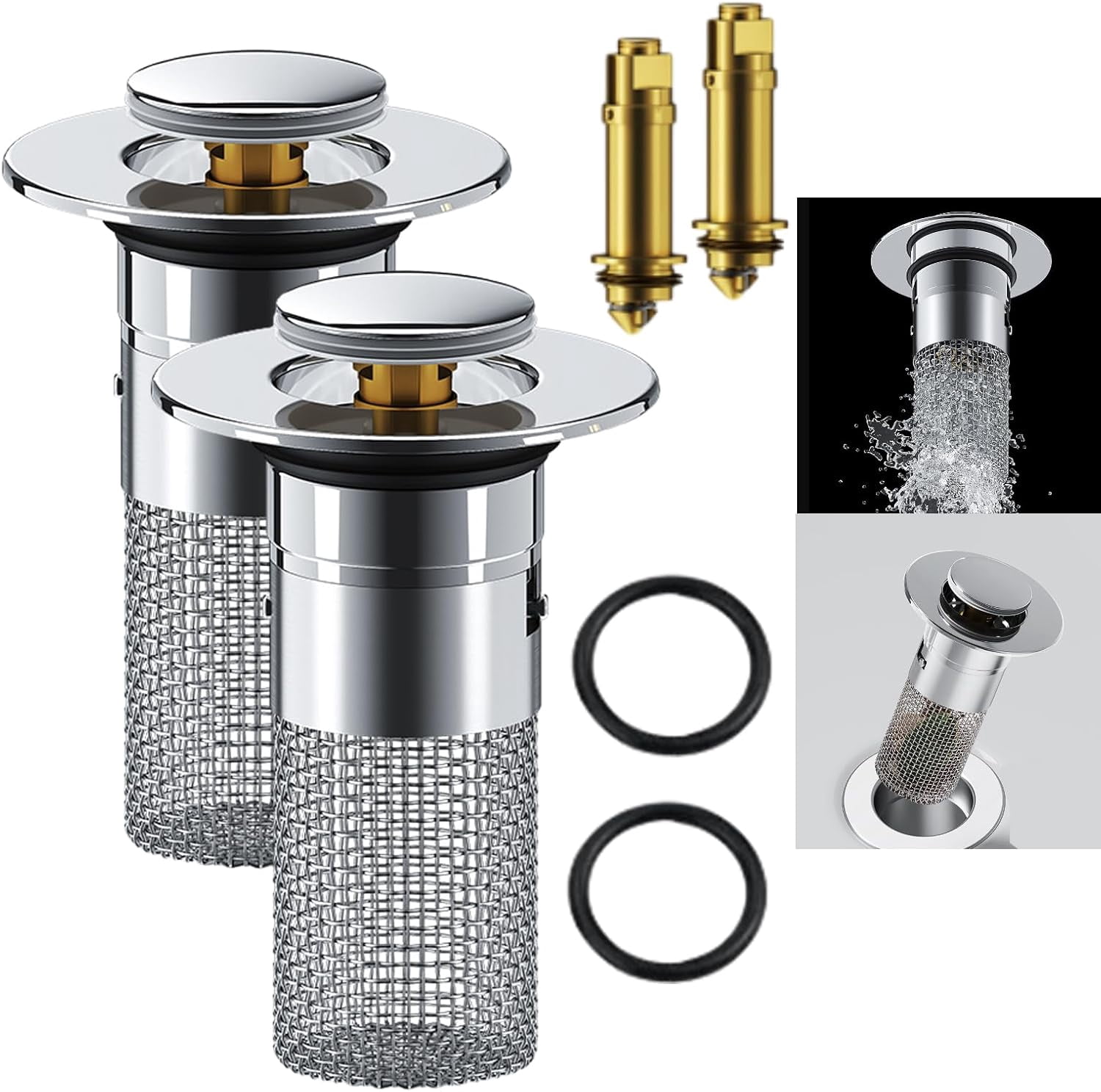 Wildspress Sink Stopper, Sink Plug Hair Trap, Off-Bathroom Sink Stopper ...