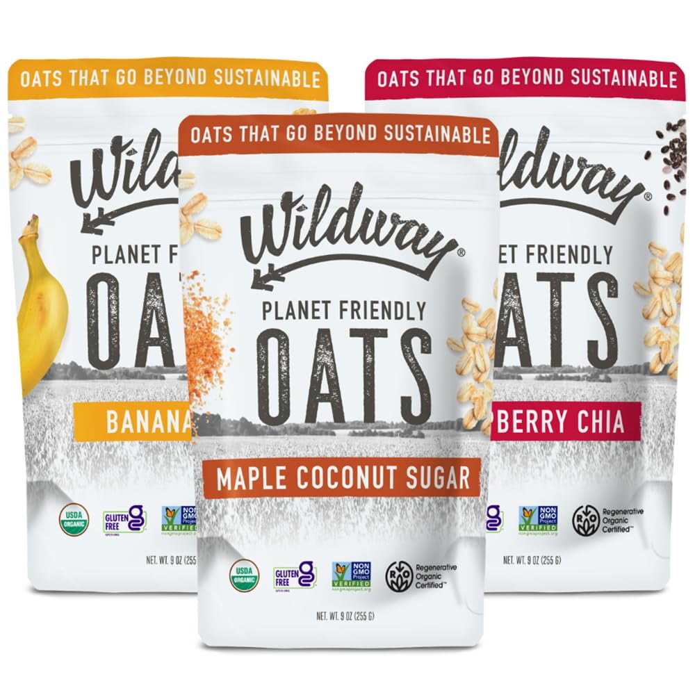 Wildway Organic Rolled Oats, AIF4 Overnight Oats | Glyphosate-Free, Gluten-Free Oatmeal | Non ...