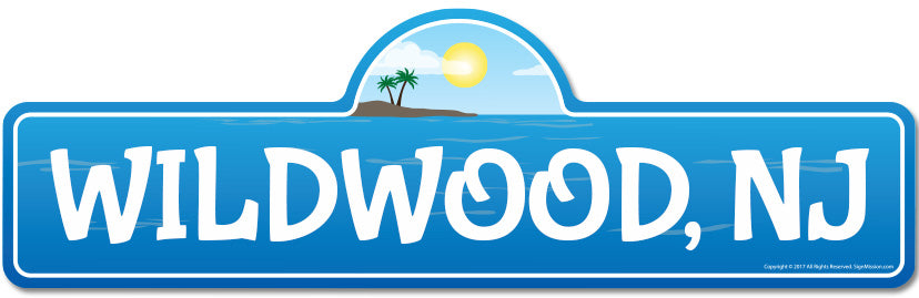 Wildwood NJ New Jersey Beach Street Sign | Indoor/Outdoor | Surfer ...