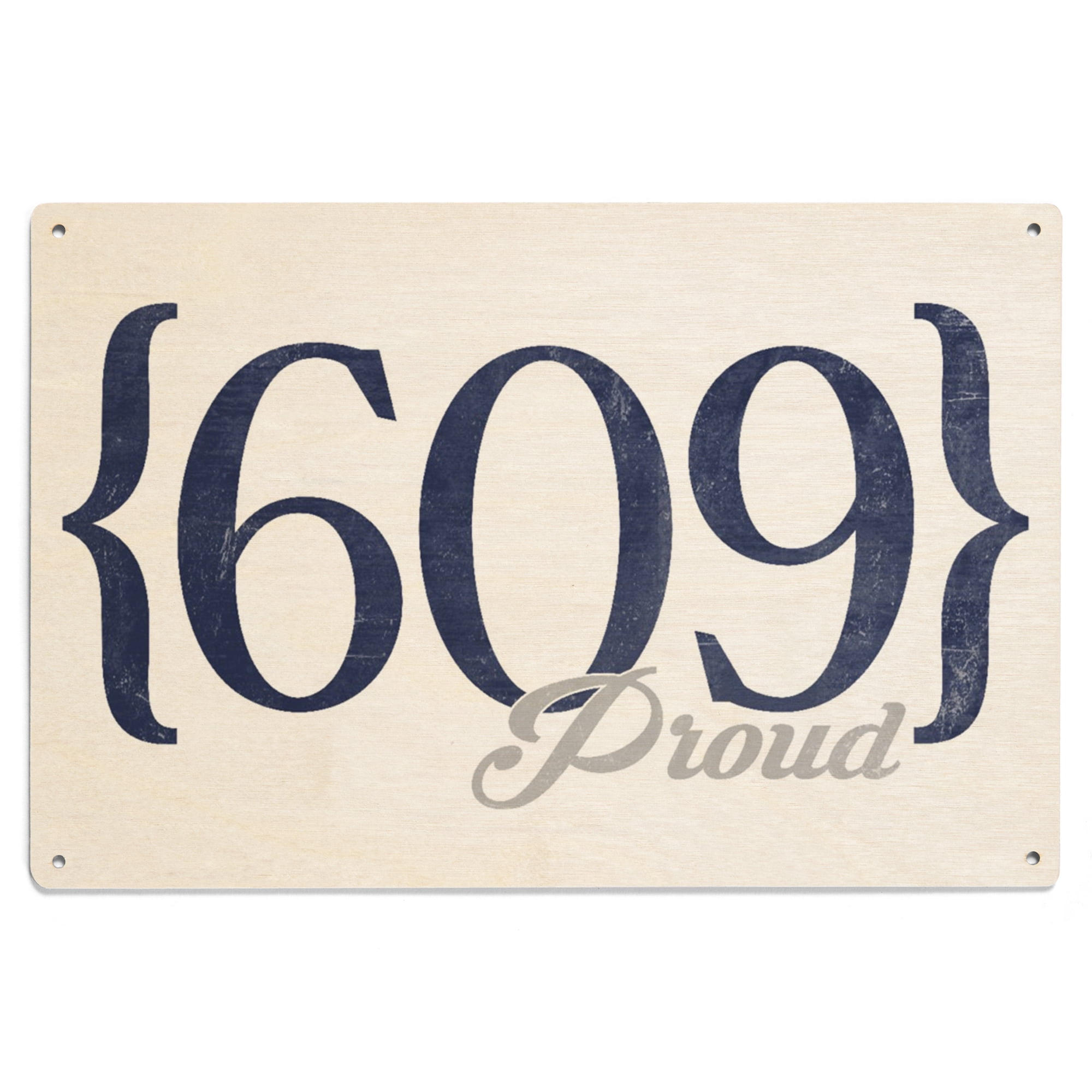 Wildwood, New Jersey, 609 Area Code (Blue) Birch Wood Wall Sign (6x9 ...