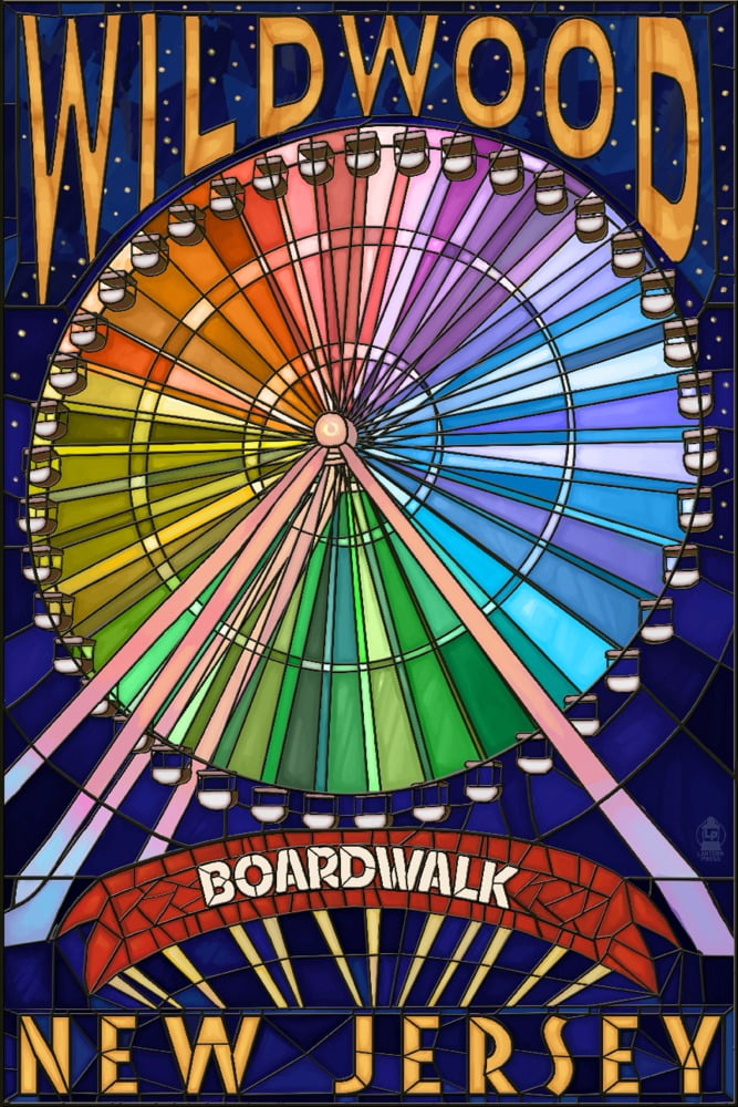 Wildwood, New Jersey, Boardwalk Ferris Wheel (16x24 Giclee Gallery Art ...