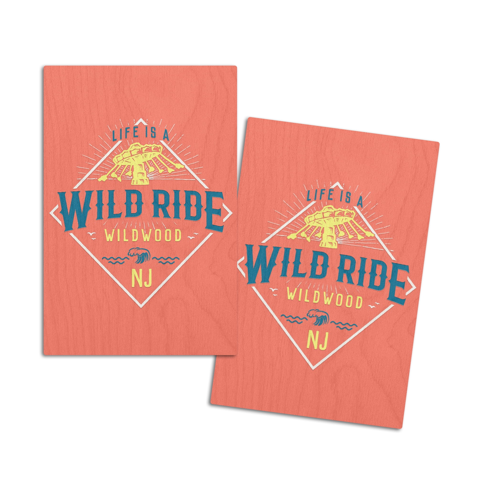 Wildwood, New Jersey, Life is a Wild ride, Contour (4x6 Birch Wood ...