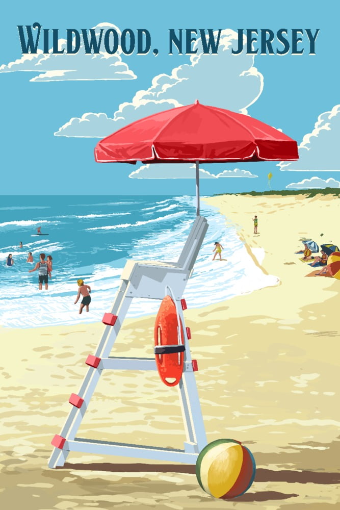 Wildwood, New Jersey, Lifeguard Stand on Shore (12x18 Wall Art Poster ...