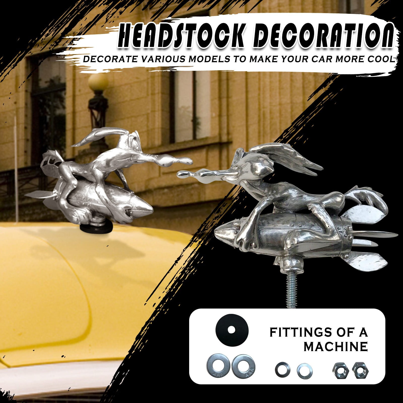 Wile E Coyote Hood Ornament in Rocket Drum Design, Retro Car Pendulum ...