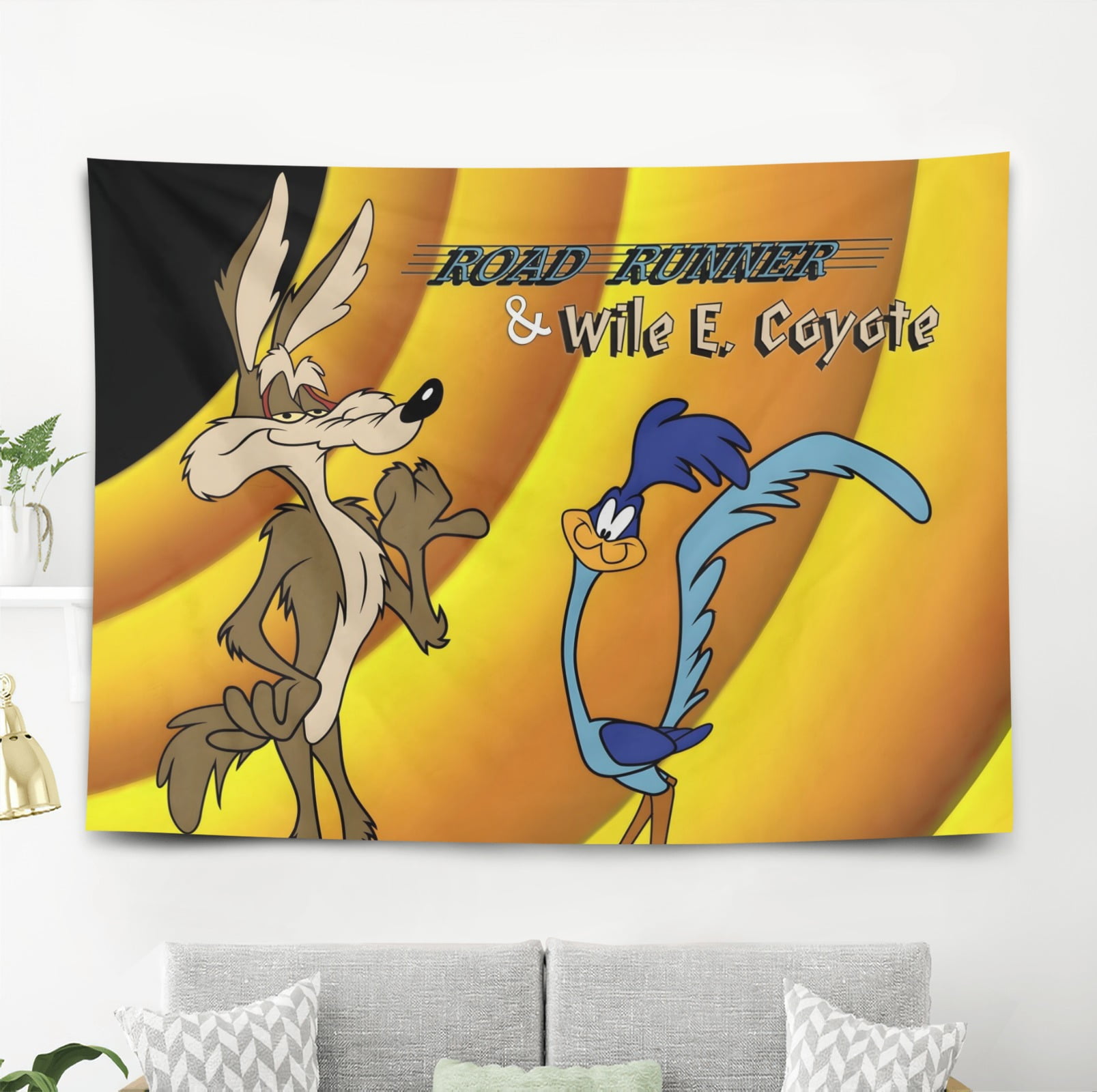 Wile E. Coyote and The Road Runner-Theme Anti-pilling Tapestry Gift Wall Hanging Backdrop for ...