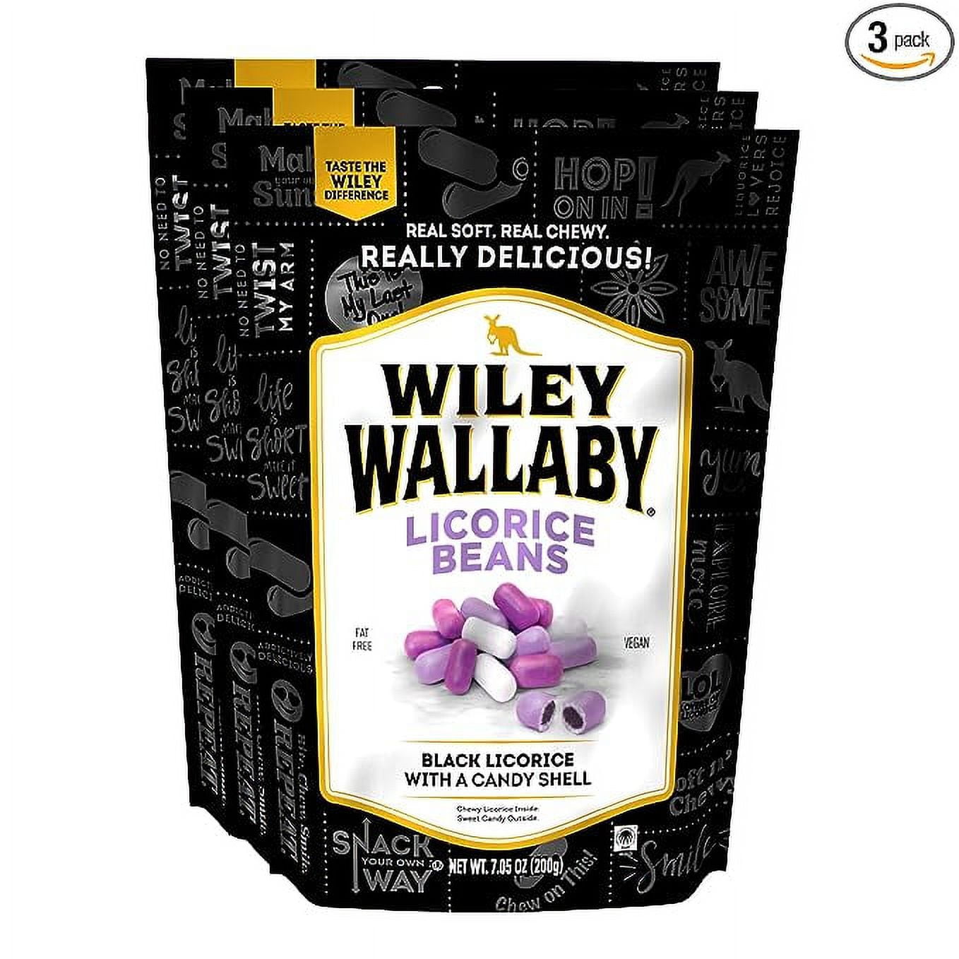 Wiley Wallaby Classic Black Australian Licorice Candy Beans, Soft Chewy ...