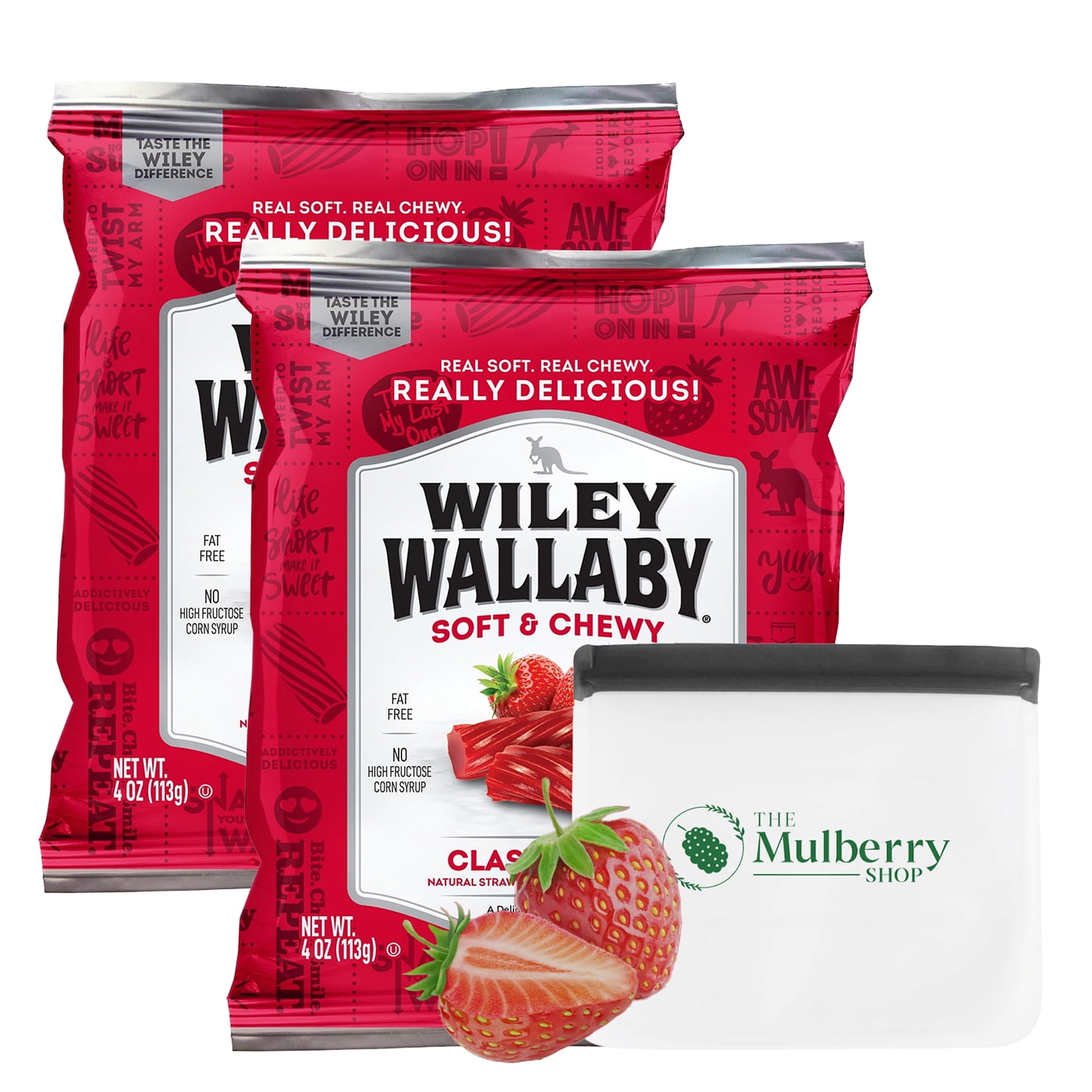The Mulberry Shop Wiley Wallaby Red Licorice Bundle, Strawberry Candy ...