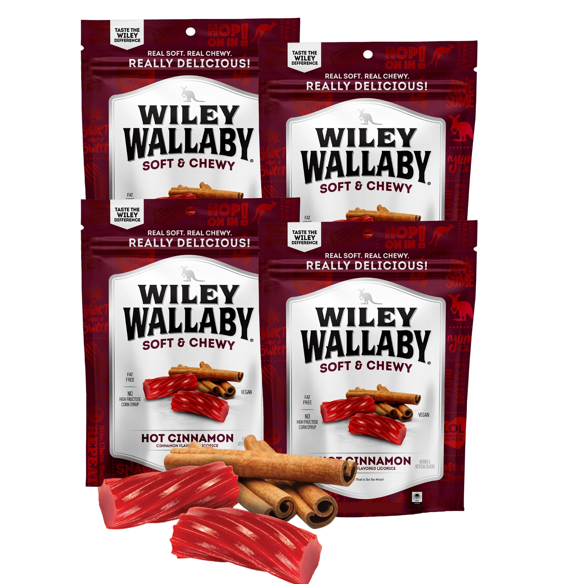Wiley Wallaby Hot Cinnamon Licorice Candy, Soft Chewy Vegan Friendly ...