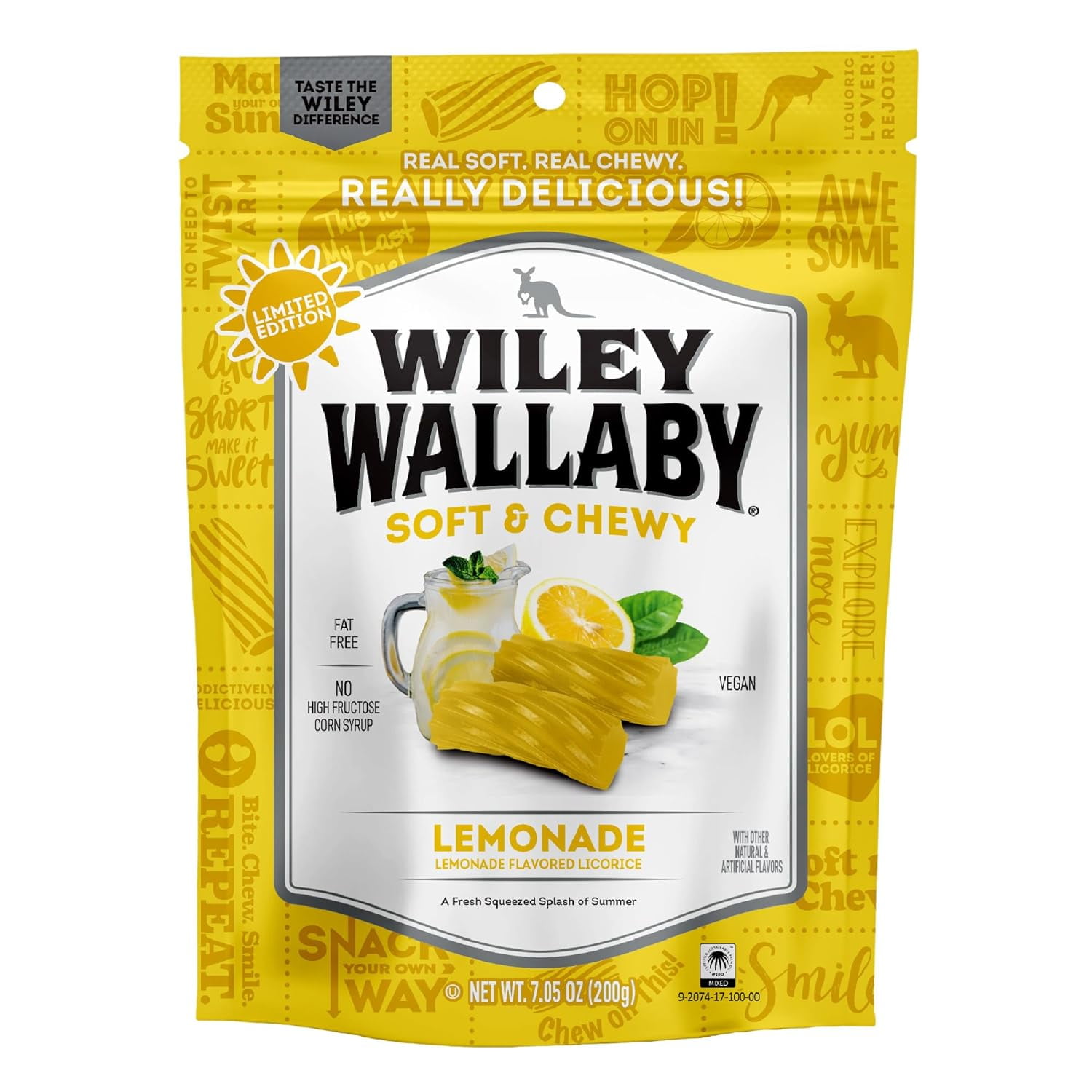 Wiley Wallaby, Lemonade Licorice Candy, 7.05 oz, Vegan - Walmart.com