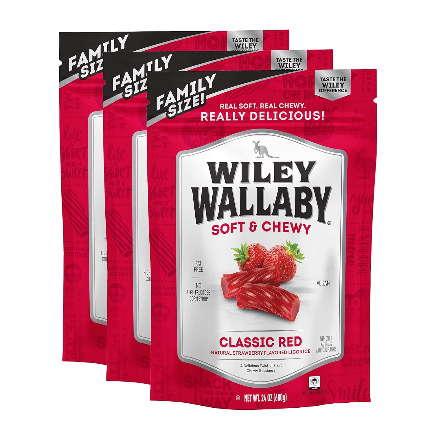 Wiley Wallaby Licorice 24 Ounce Classic Gourmet Soft And Chewy Australian Red Licorice Candy