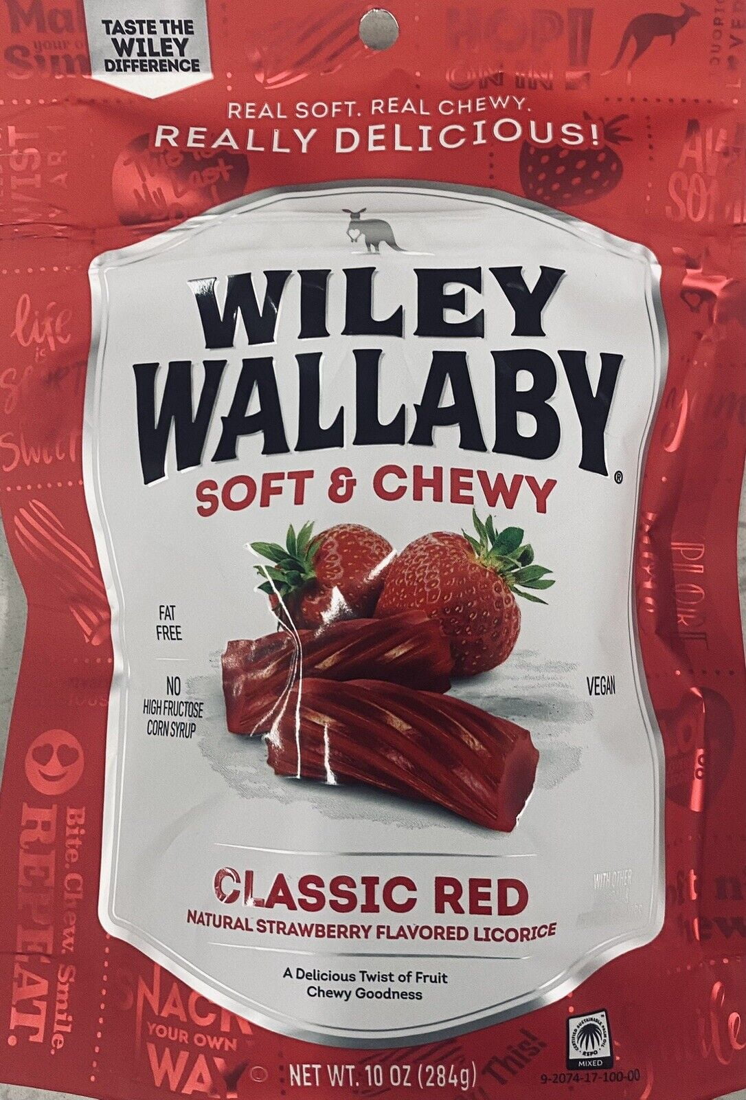 Wiley Wallaby Soft & Chewy Classic Red STRAWBERRY Australian Licorice ...