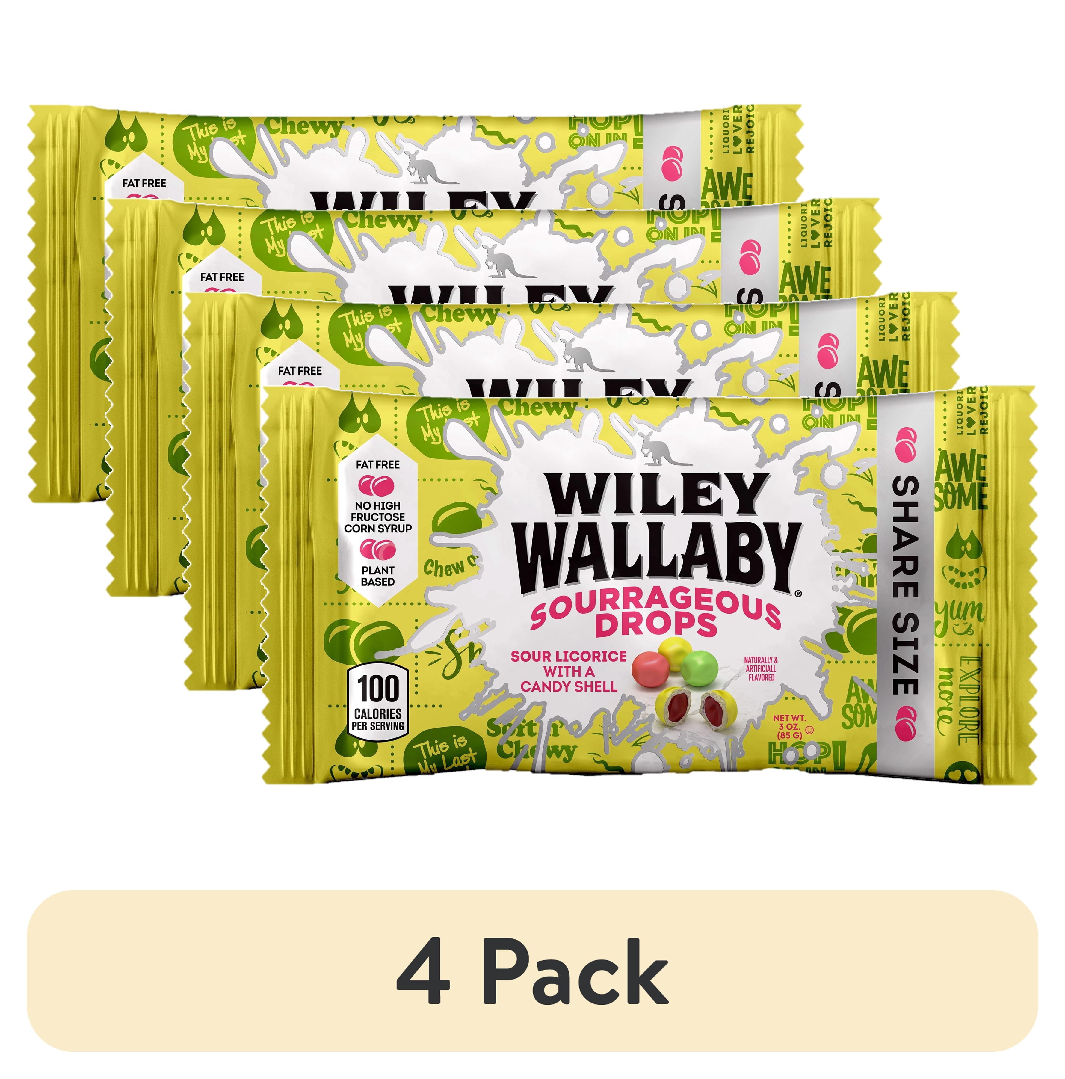 (4 pack) Wiley Wallaby Sourrageous Drops, Fat Free, Sour Candy, 3 oz ...