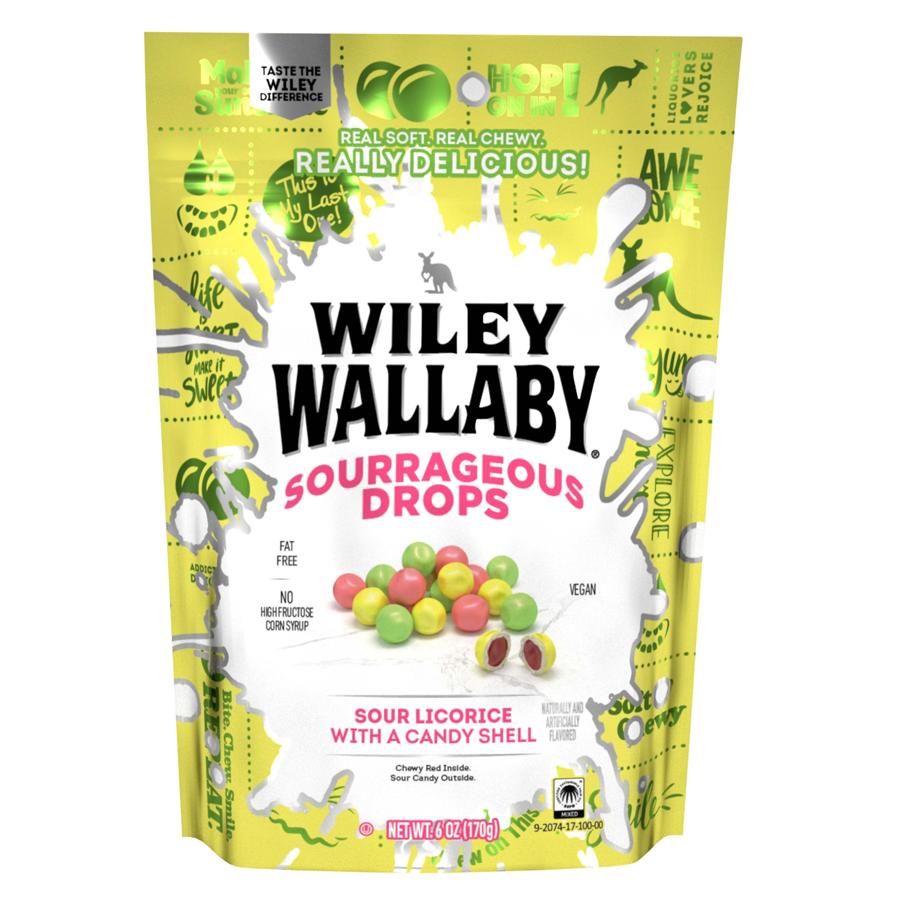 Wiley Wallaby Sourrageous Drops, Sour Licorice Candy, 6 oz. Bag ...