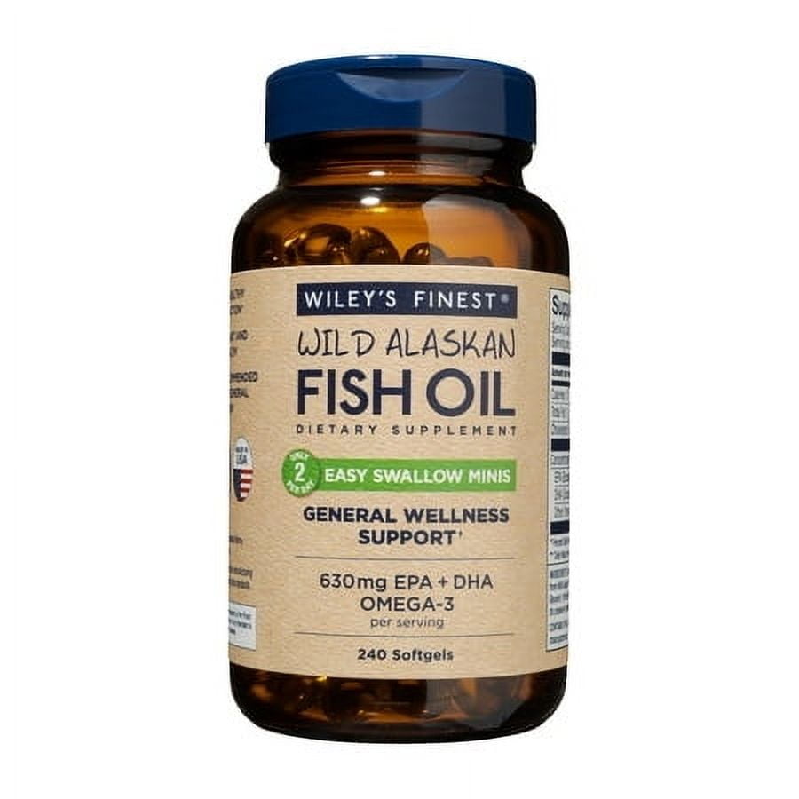 Wileyâ€™s Finest Wild Alaskan Fish Oil Minis, 630mg EPA DHA Omega-3s, 240 Softgels - Walmart.com