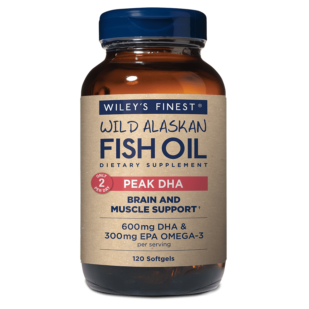 Wiley's Finest Wild Alaskan Fish Oil Peak DHA - 900mg EPA and DHA Omega-3s - 120 Softgels (60 ...
