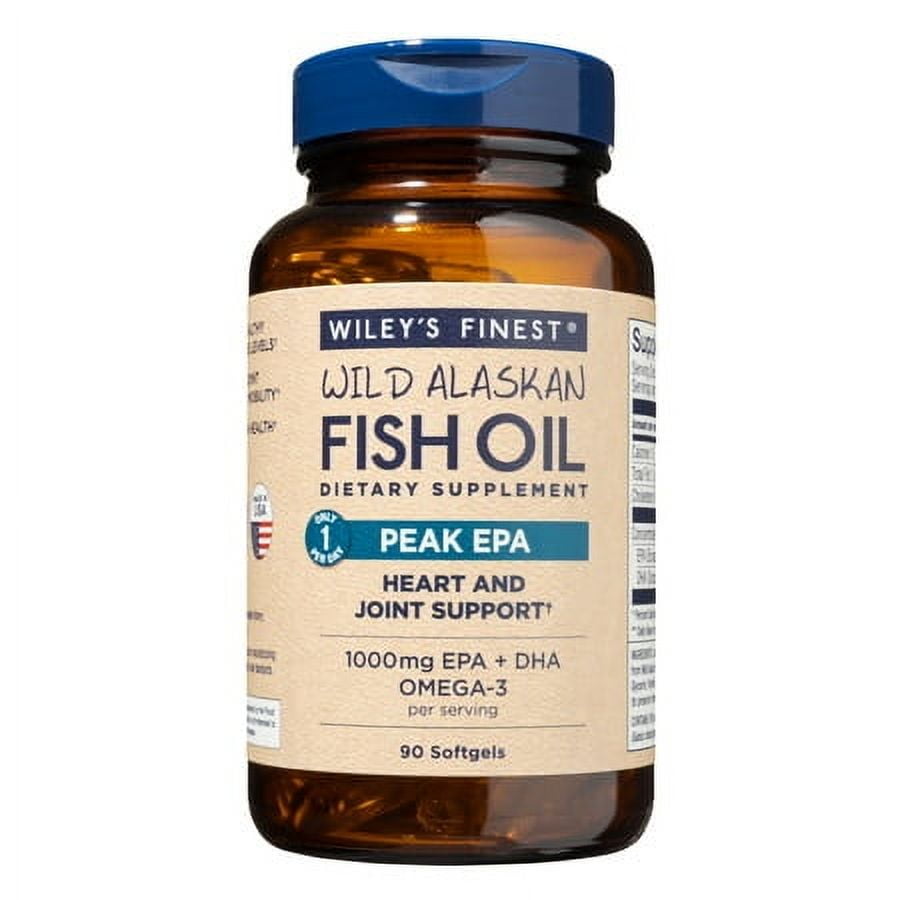 Wiley's Finest Wild Alaskan Fish Oil, Peak EPA 1000mg Omega-3s, 90 ...