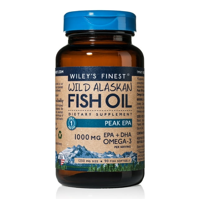 Wiley's Finest Wild Alaskan Fish Oil Peak EPA - Triple Strength Peak EPA and DHA - 1000mg Omega ...