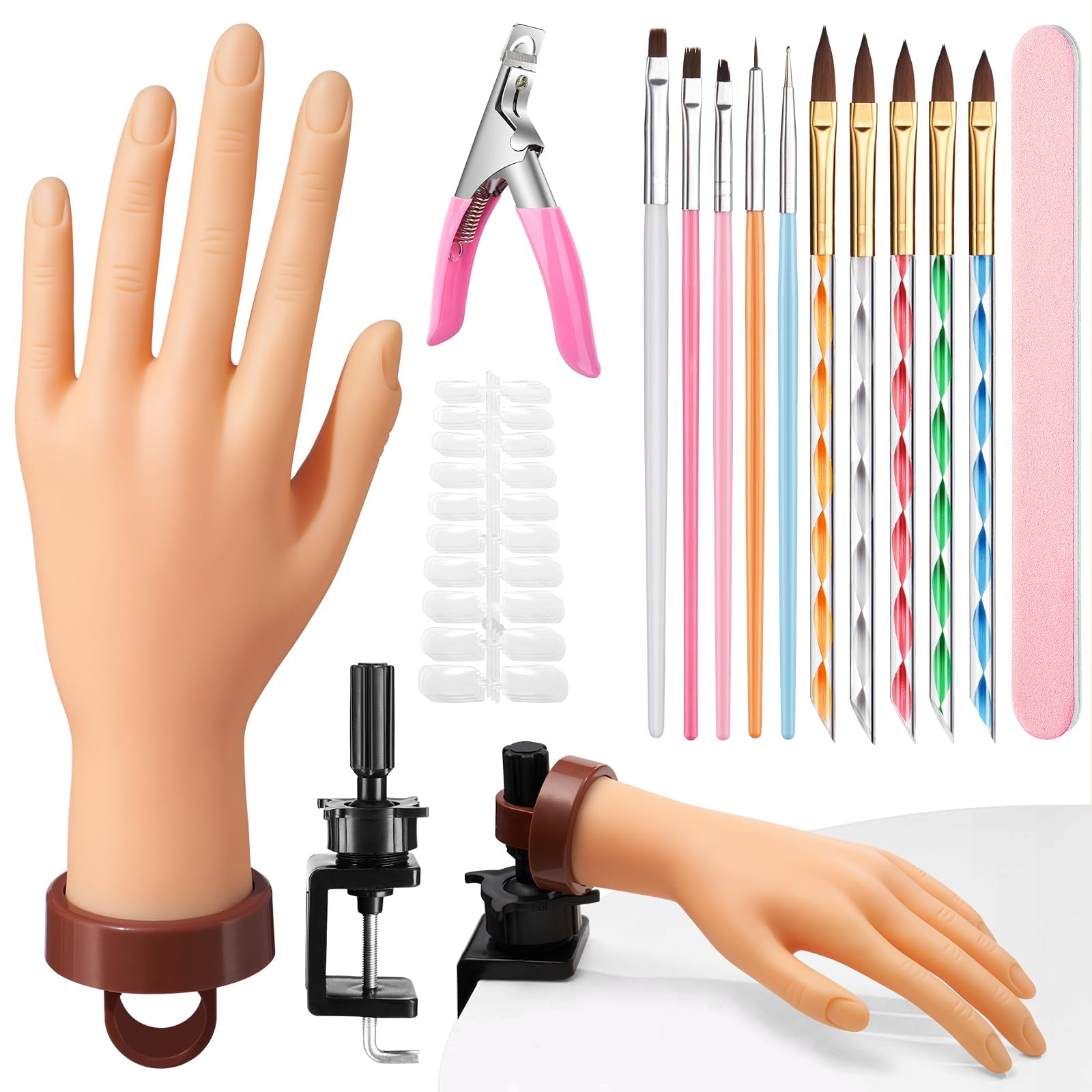 Wilfniee Nail Practice Hand for Acrylic Nails: Soft Rubber Practice ...