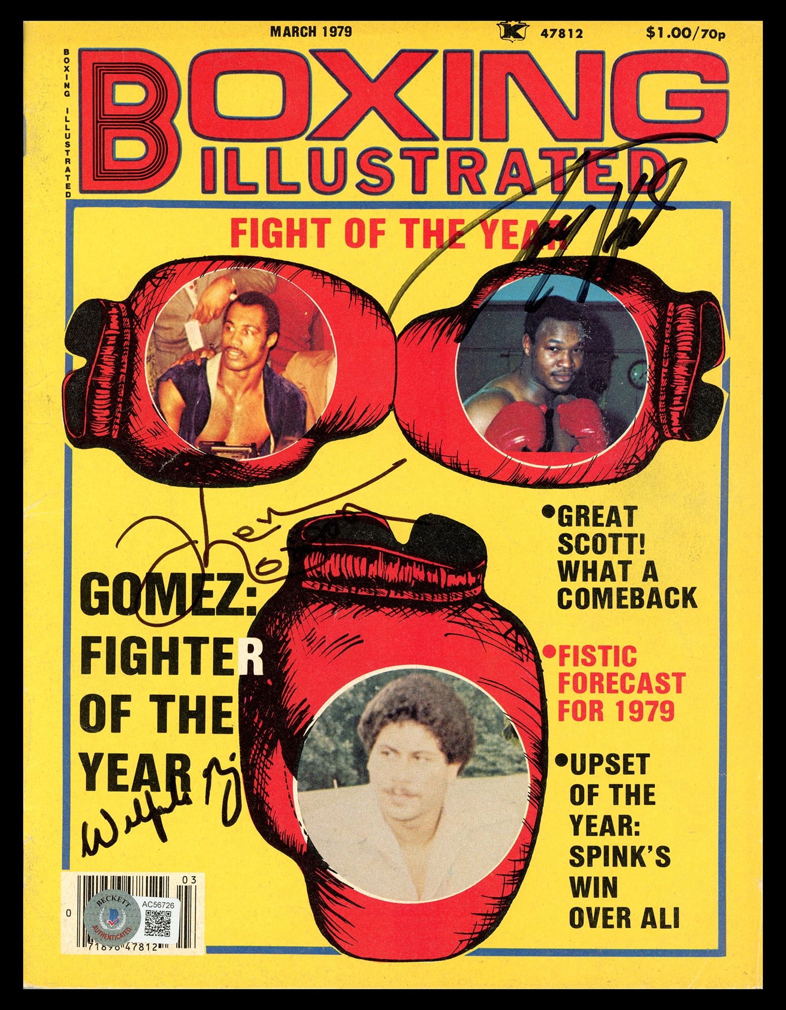 Wilfredo Gomez, Ken Norton & Larry Holmes Autographed Boxing ...
