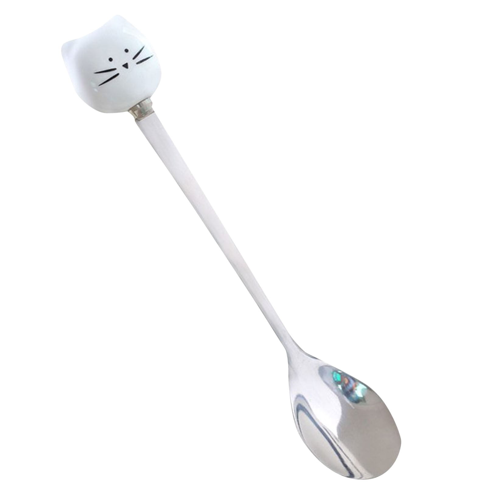 Wilinohome Cute Spoons Durable Baby Feeding Cat Ice Coffee Stainless ...