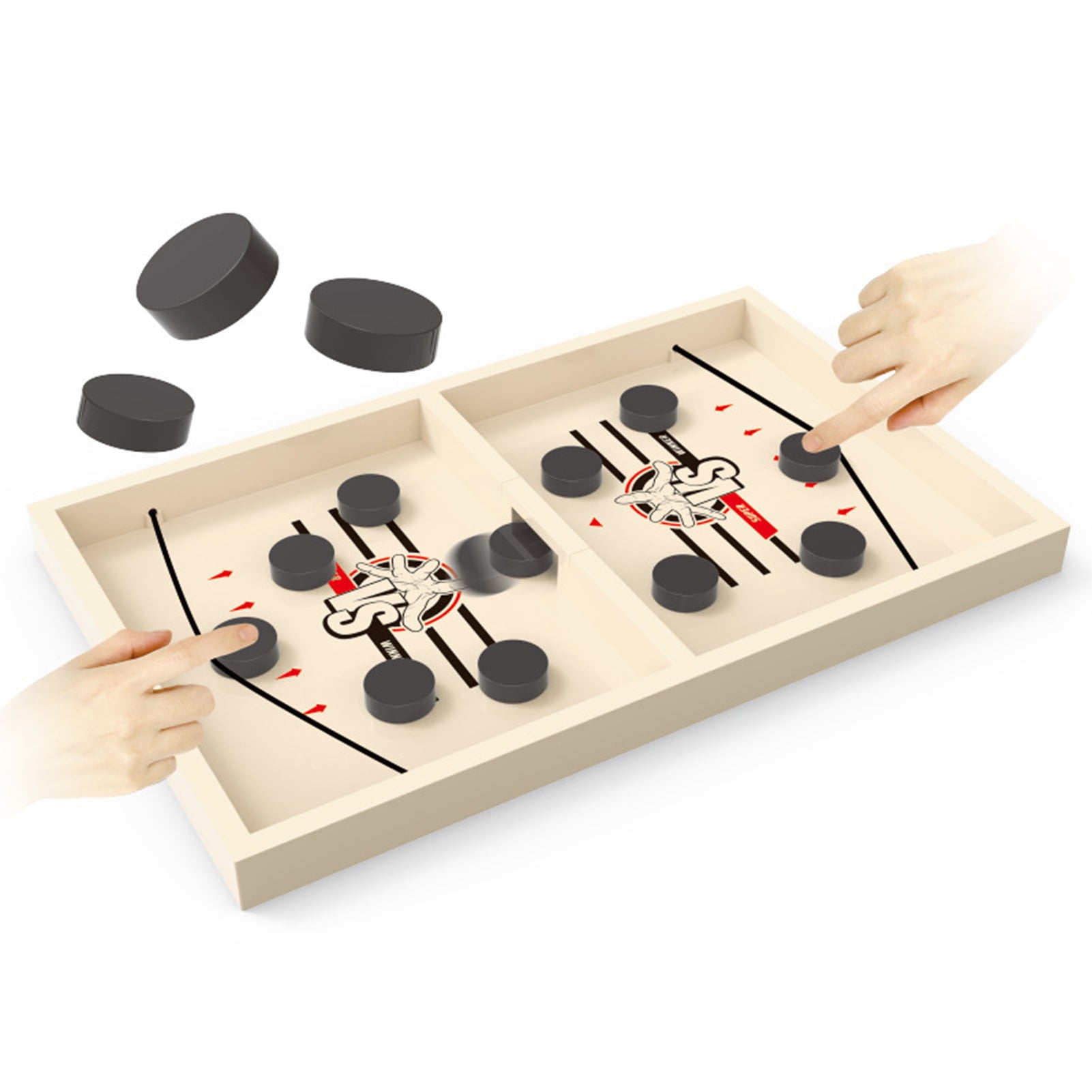 Wilitto 1 Set Fast Sling Puck Game Mini Wooden Hockey Board Speed and ...