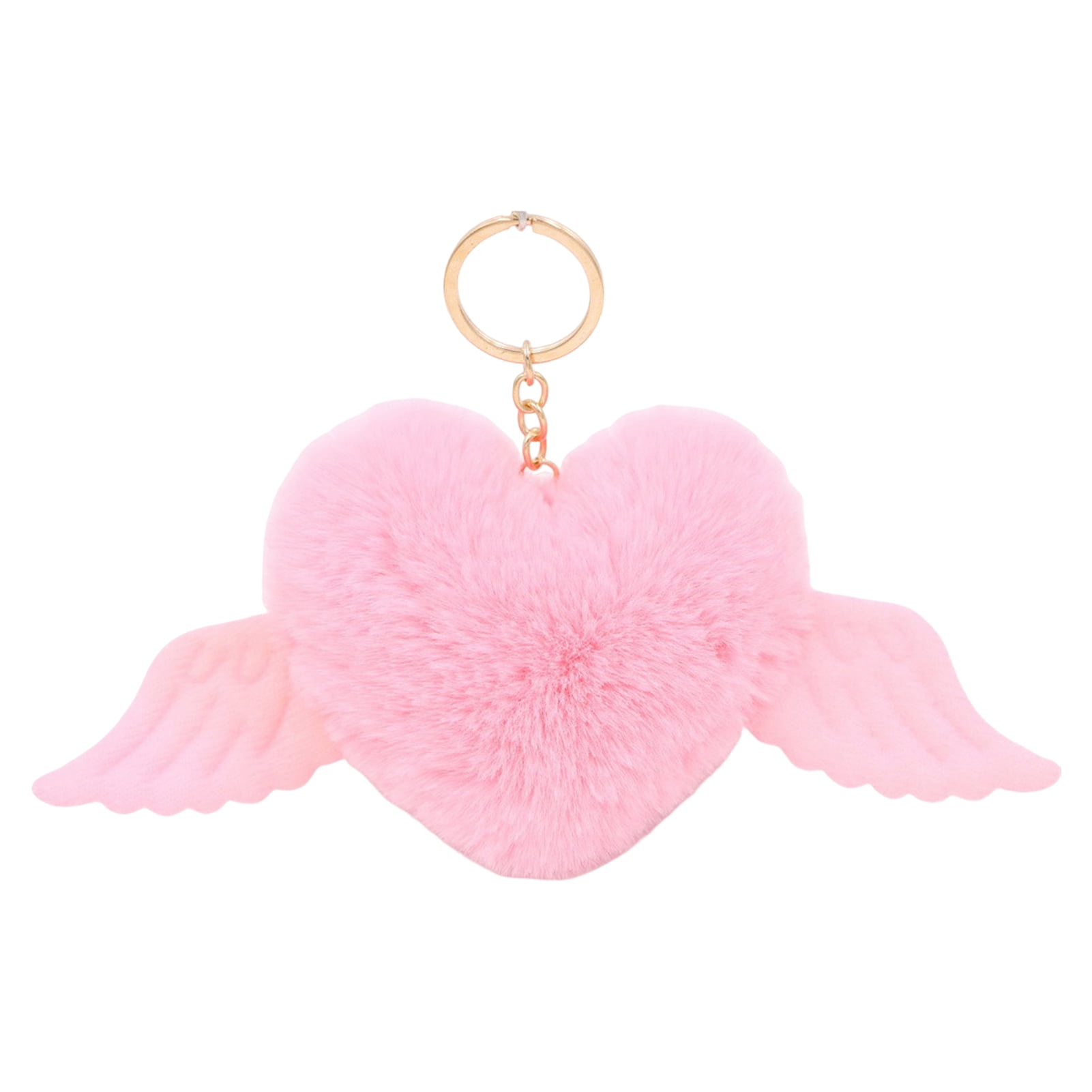 Wilitto Heart Plush Pendant Cute Colorful Mini Wings Love Heart Hanging ...