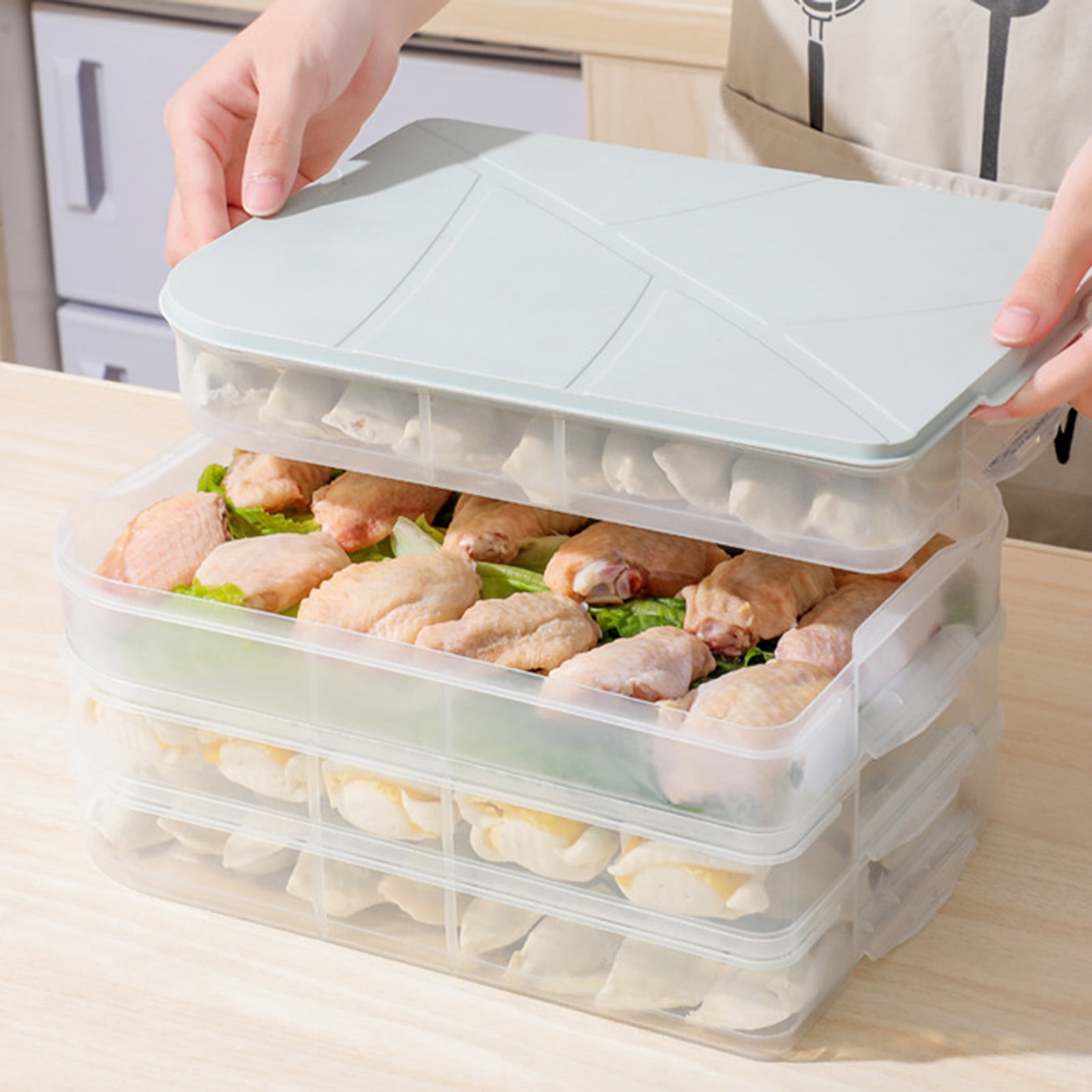 Wilitto Plastic Box Single-deck Easy to Carry Hygienic Dumpling ...