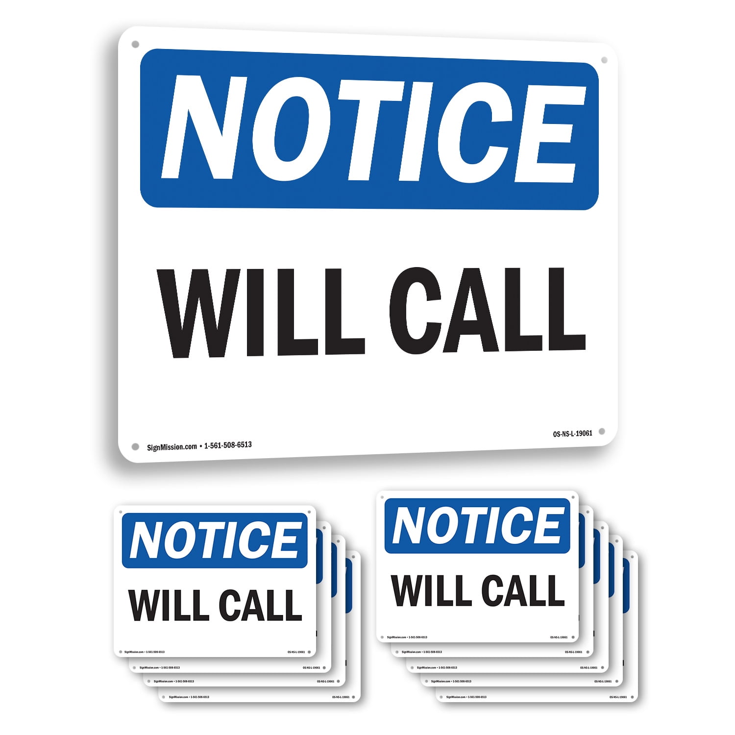 Will Call OSHA Notice Aluminum Sign 24 Inch x 18 Inch - 10 Pack ...