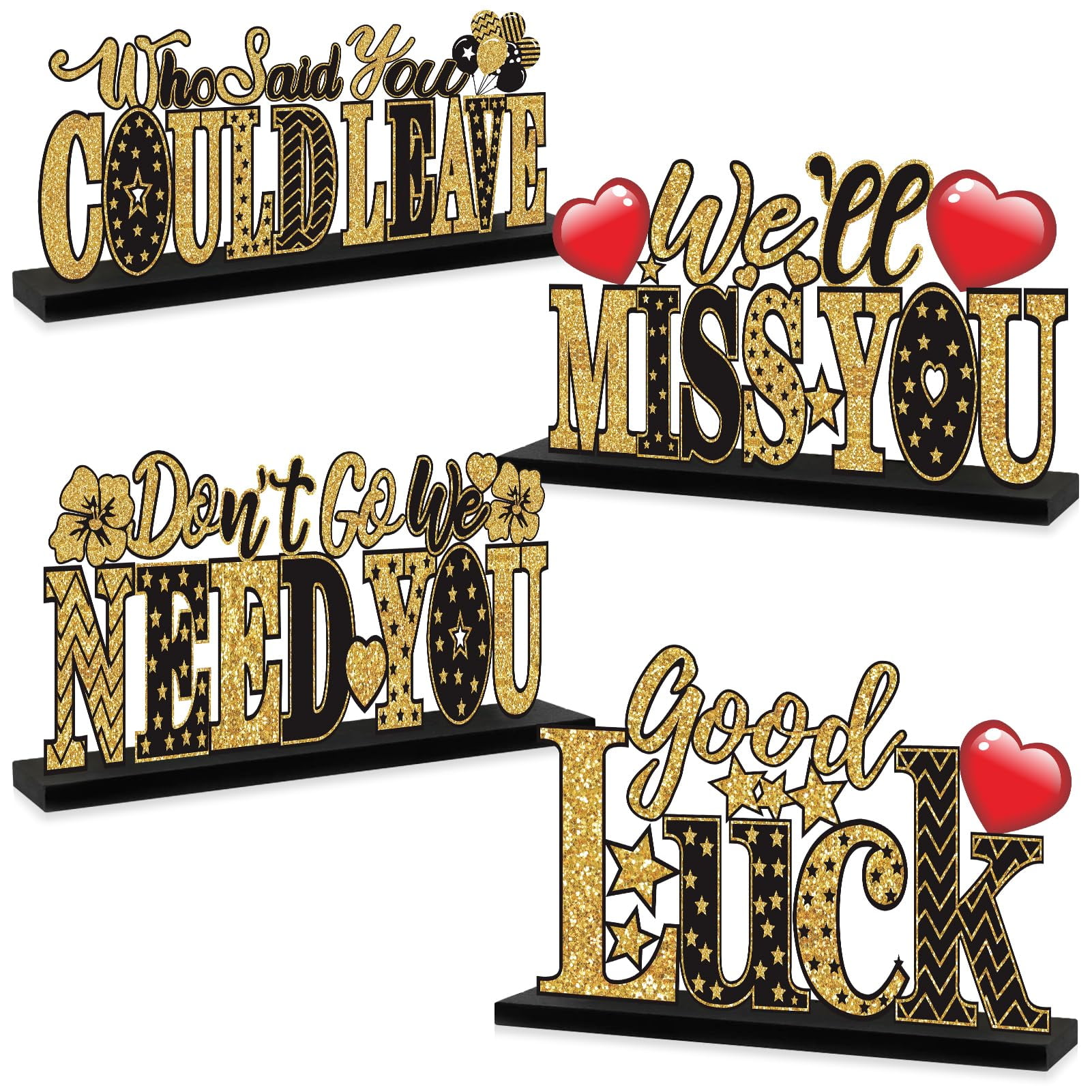 We Will Miss You Decorations, 4 Pcs Going Away Party Wooden Table ...