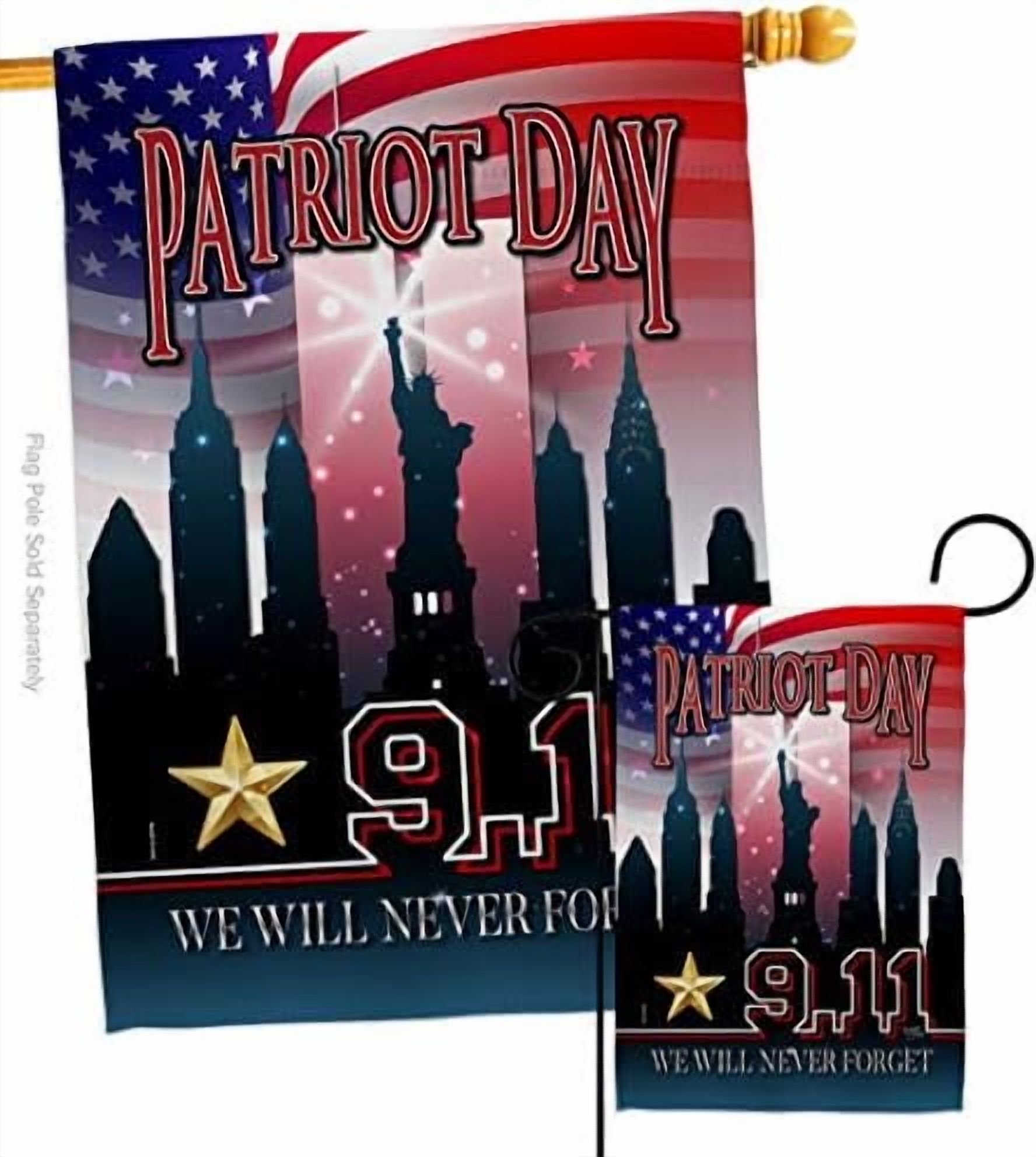 We Will Never Forget Garden House Flags Set Americana Patriot Day World ...