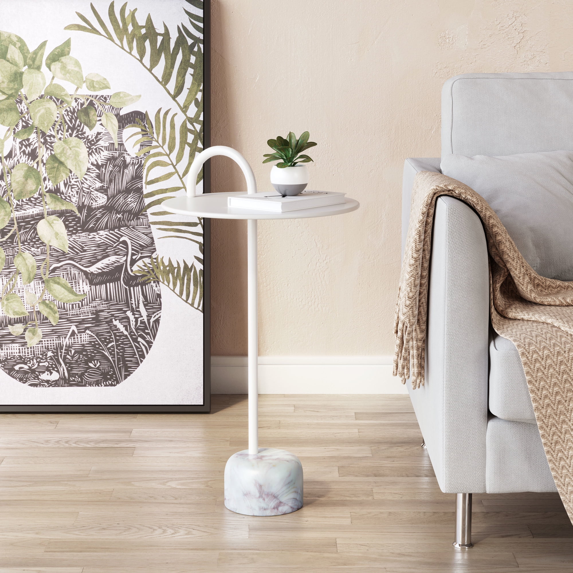 Will Side Table White End Table, Modern Style, Powder Coated Iron round ...