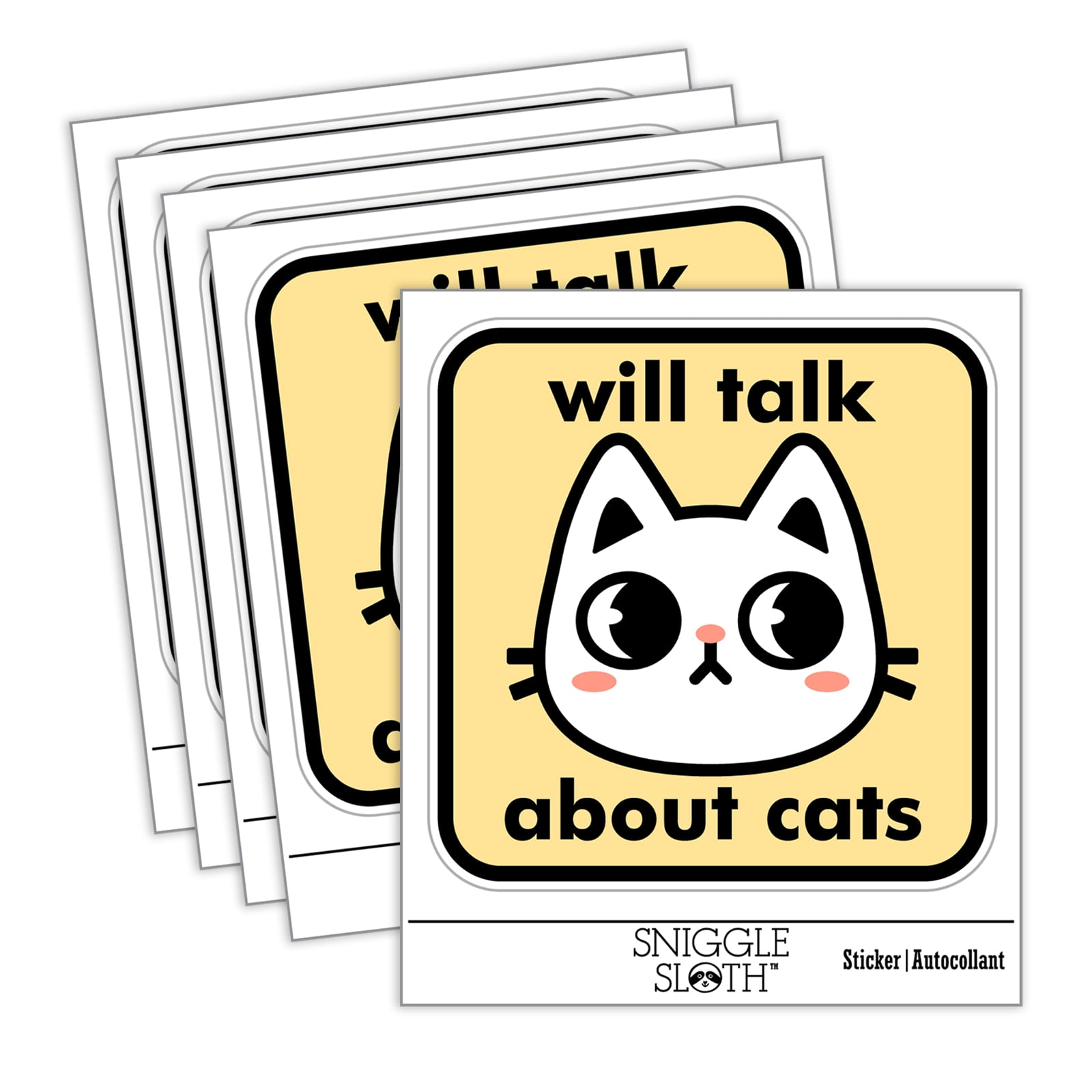 Will Talk About Cats Car Window Bumper Water Bottle Phone Tablet Laptop ...