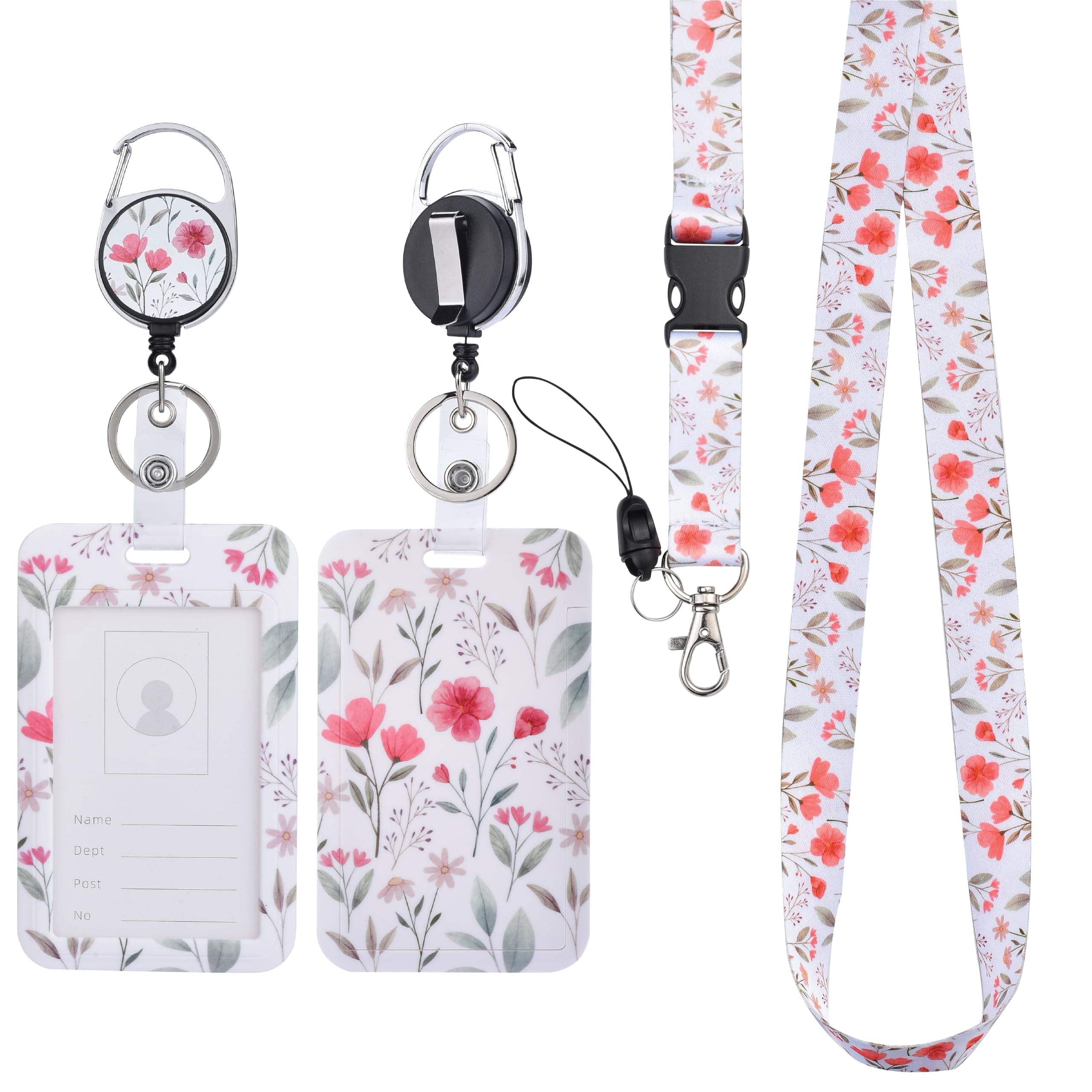 Will Well ID Badge Holder with Retractable Lanyard, Retractable Badge ...