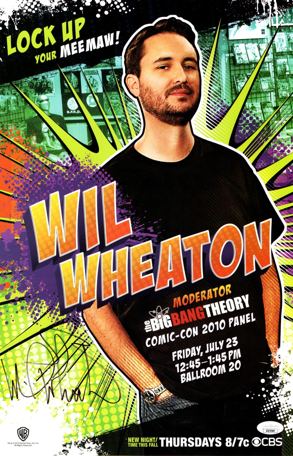 Will Wheaton Signed Autograph 11X17 Poster Big Bang Theory Comic Con ...