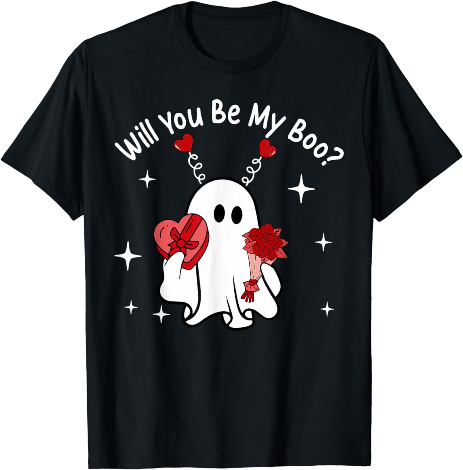 Will You Be My Boo Funny Ghost Happy Valentine's Day Couples T-Shirt ...