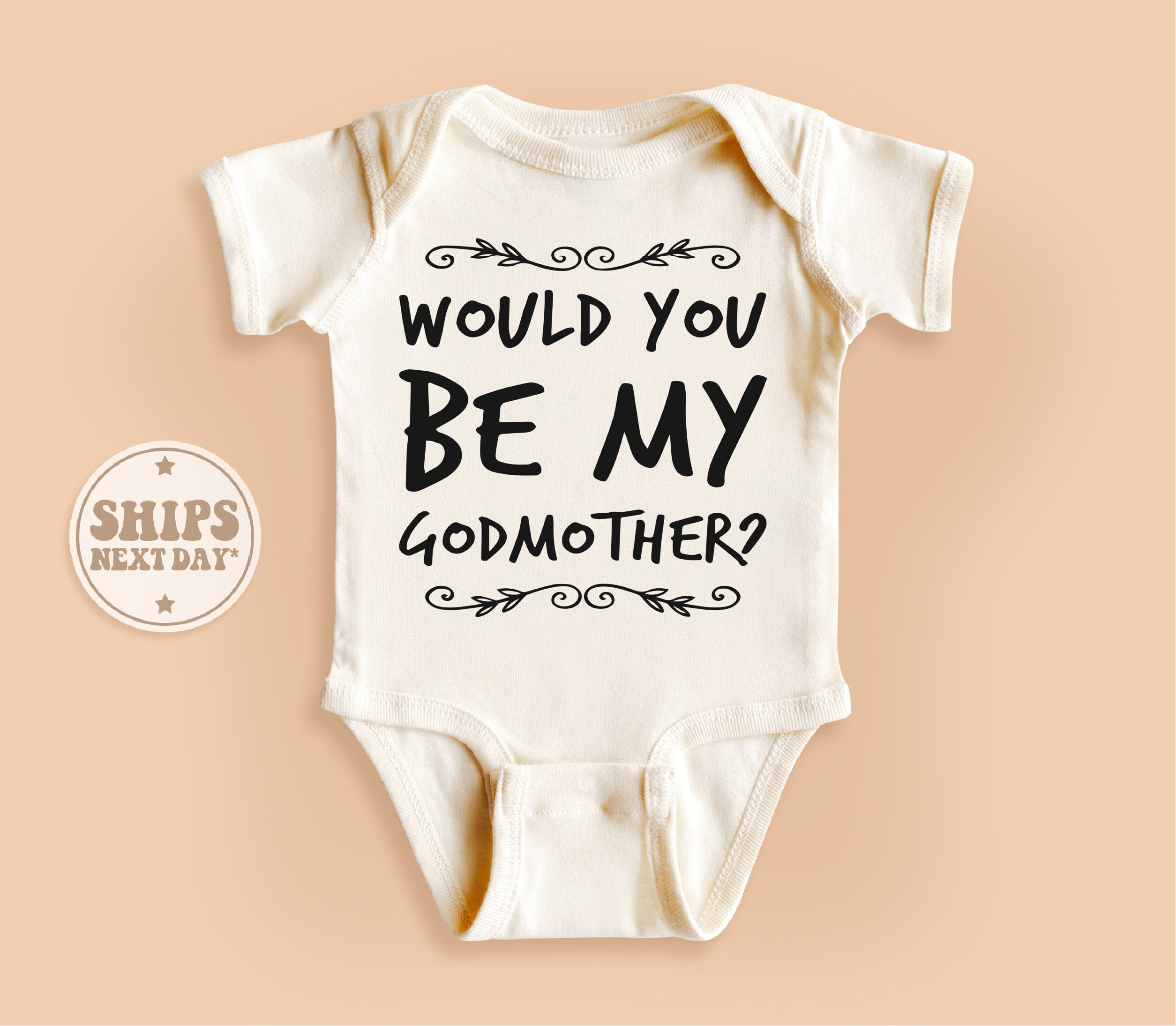 Will You Be My Godmother Baby Onesie, Cute Pregnancy Announcement Bodysuit, Cute Natural Kid ...