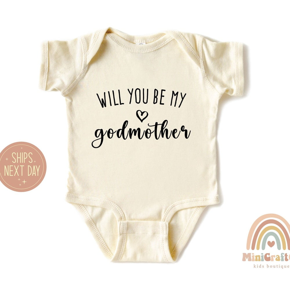 Will You Be My Godmother? Baby Onesie - Cute Pregnancy Announcement Bodysuit - Godmother Onesie ...