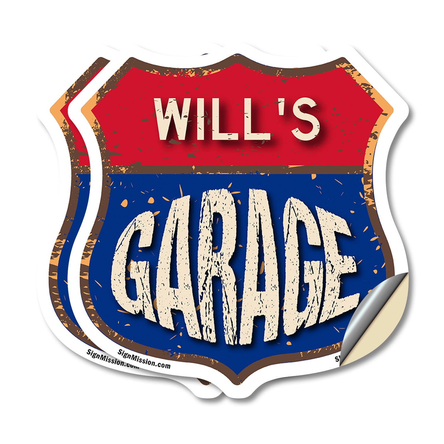 Will's Garage (2 Pack) 6 inch X 6 inch Shield Shaped Heavy Duty 3.2 mil ...
