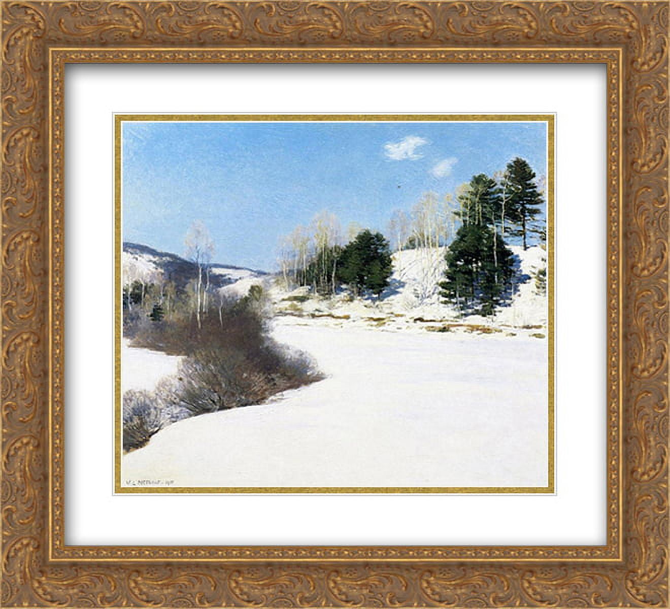 Willard Metcalf 2x Matted 22x20 Gold Ornate Framed Art Print 'Hush of ...