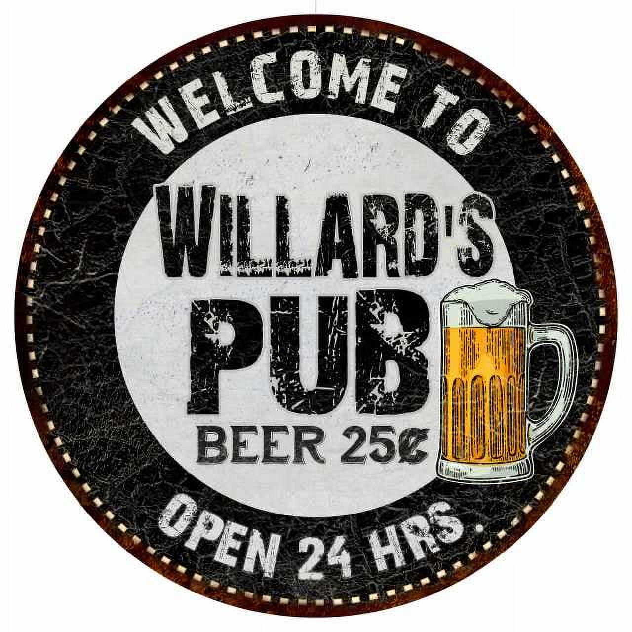 Willard's Pub 14" Round Metal Sign Beer Bar Black Wall Decor Gift ...