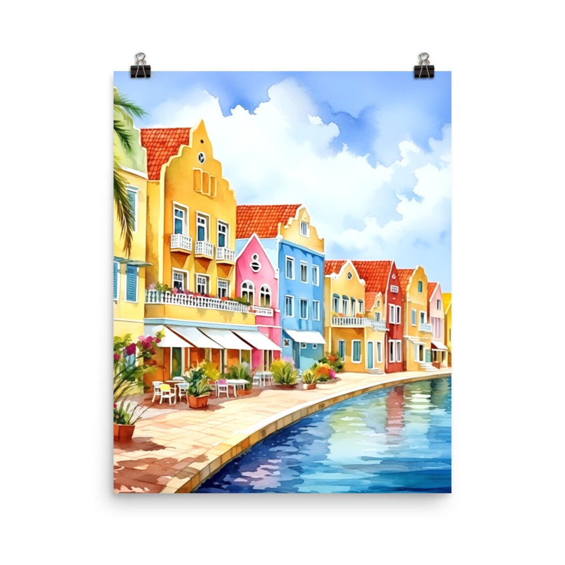 Willemstad Curacao Print, Caribbean Colorful Houses Wall Art, Tropical ...