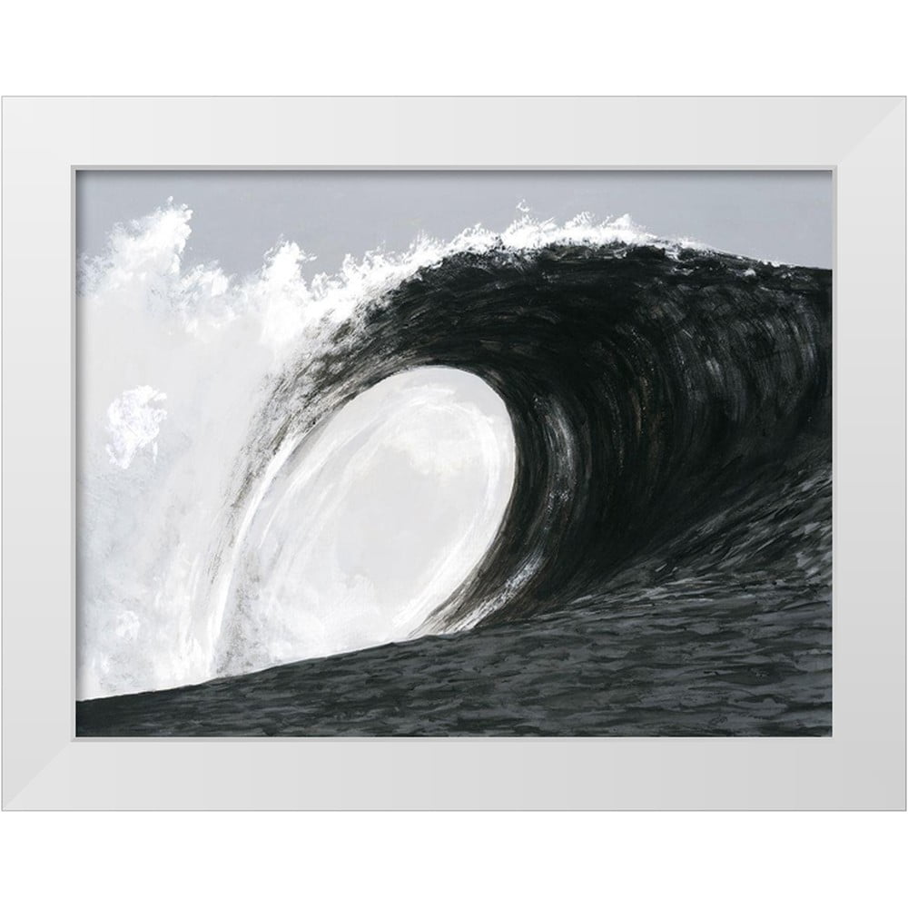 Willett, Michael 18x15 White Modern Wood Framed Museum Art Print Titled - Black And White Waves ...